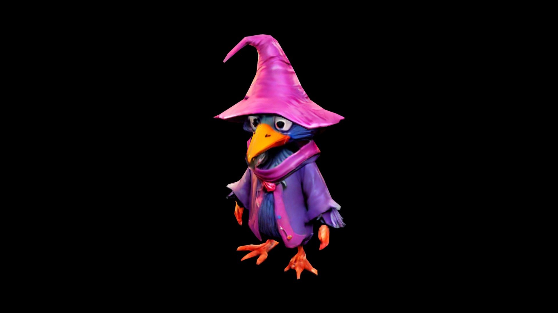 "Magical Raven in Purple Wizard Hat and Robe" - Download Free 3D model ...