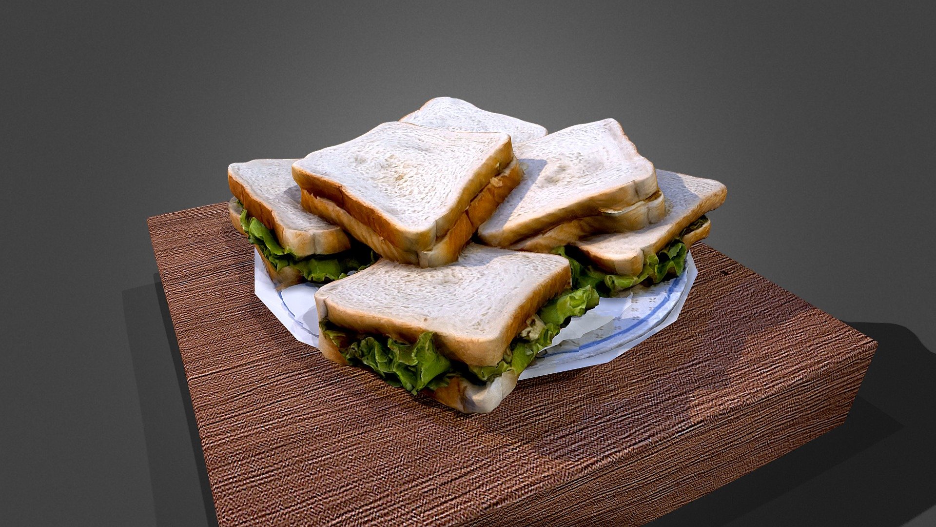 6 sandwiches ham lettuce cheese pan bread jamon - 3D model by marlyn ...