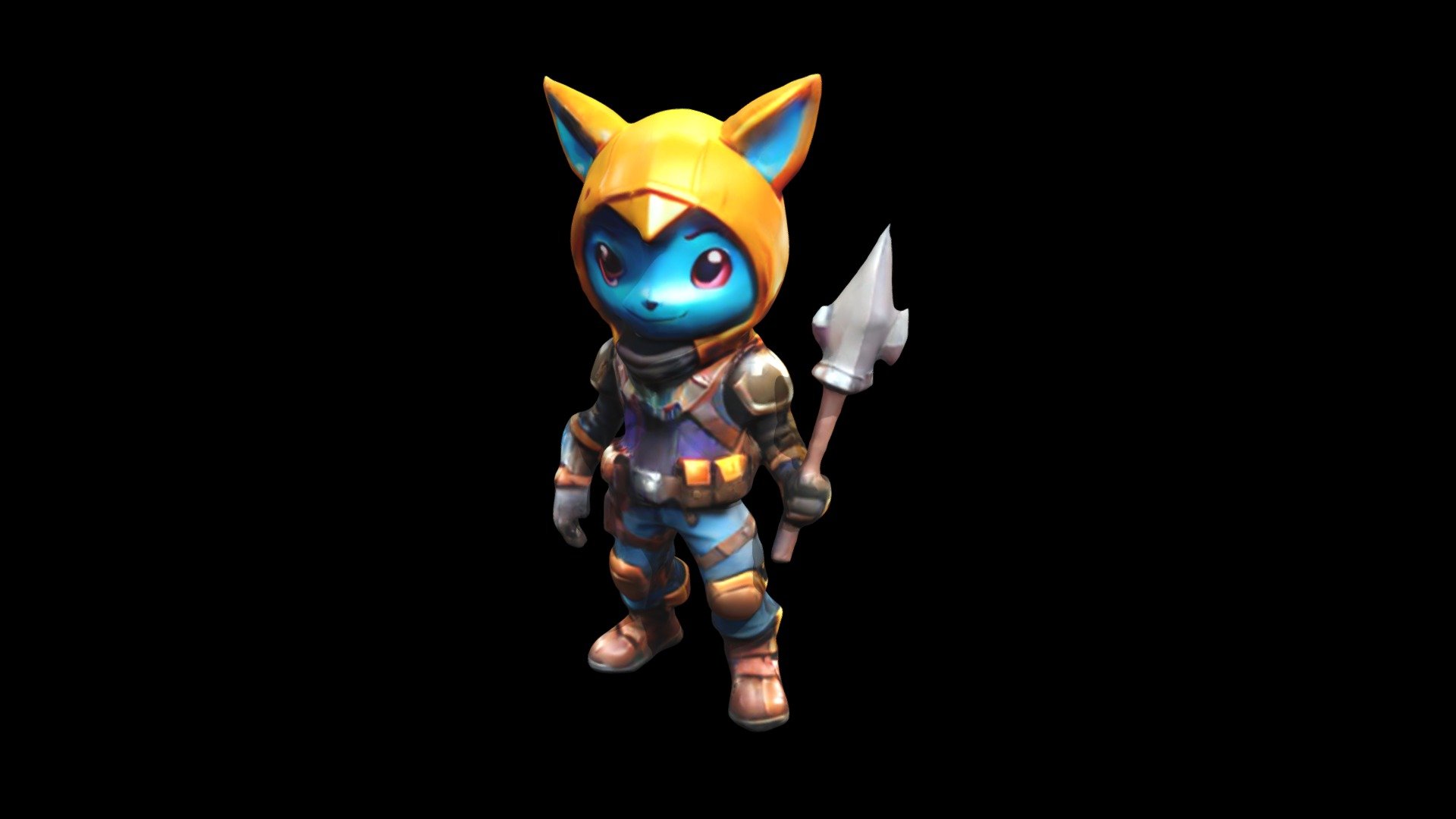 Fonit Skyrian warrior with blue face, orange-fur - Download Free 3D ...