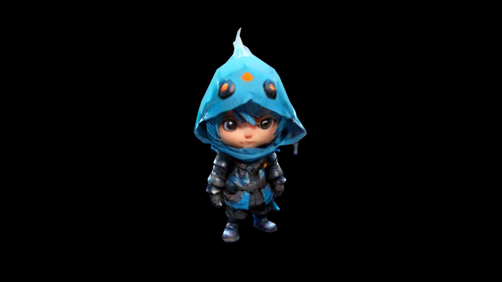3D cartoon character wearing a blue hooded cloak - Download Free 3D ...