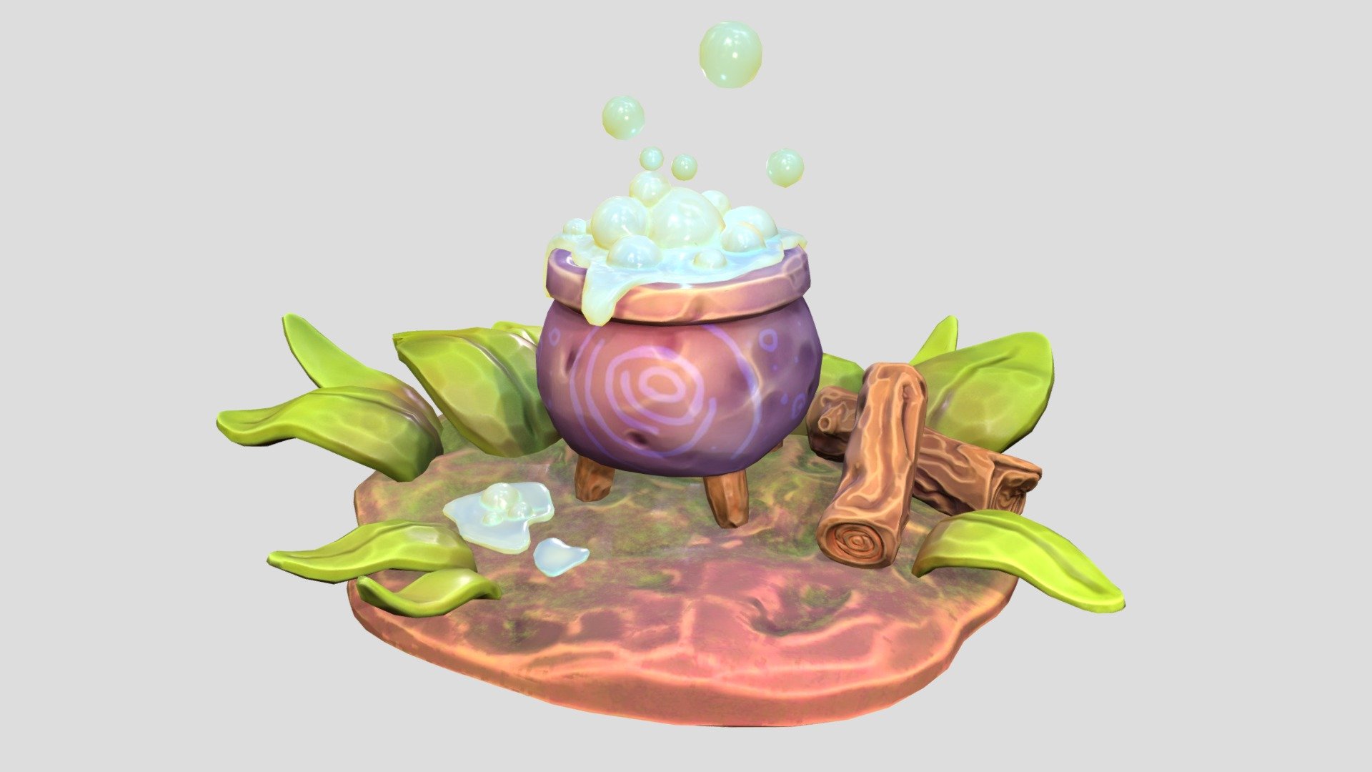 The magic cauldron with azure dragon's snot - 3D model by Kateryna ...