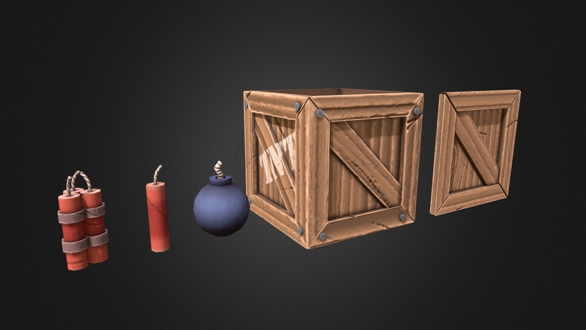 Set of Explosives + Crate - 3D model by michaelcabrera ...