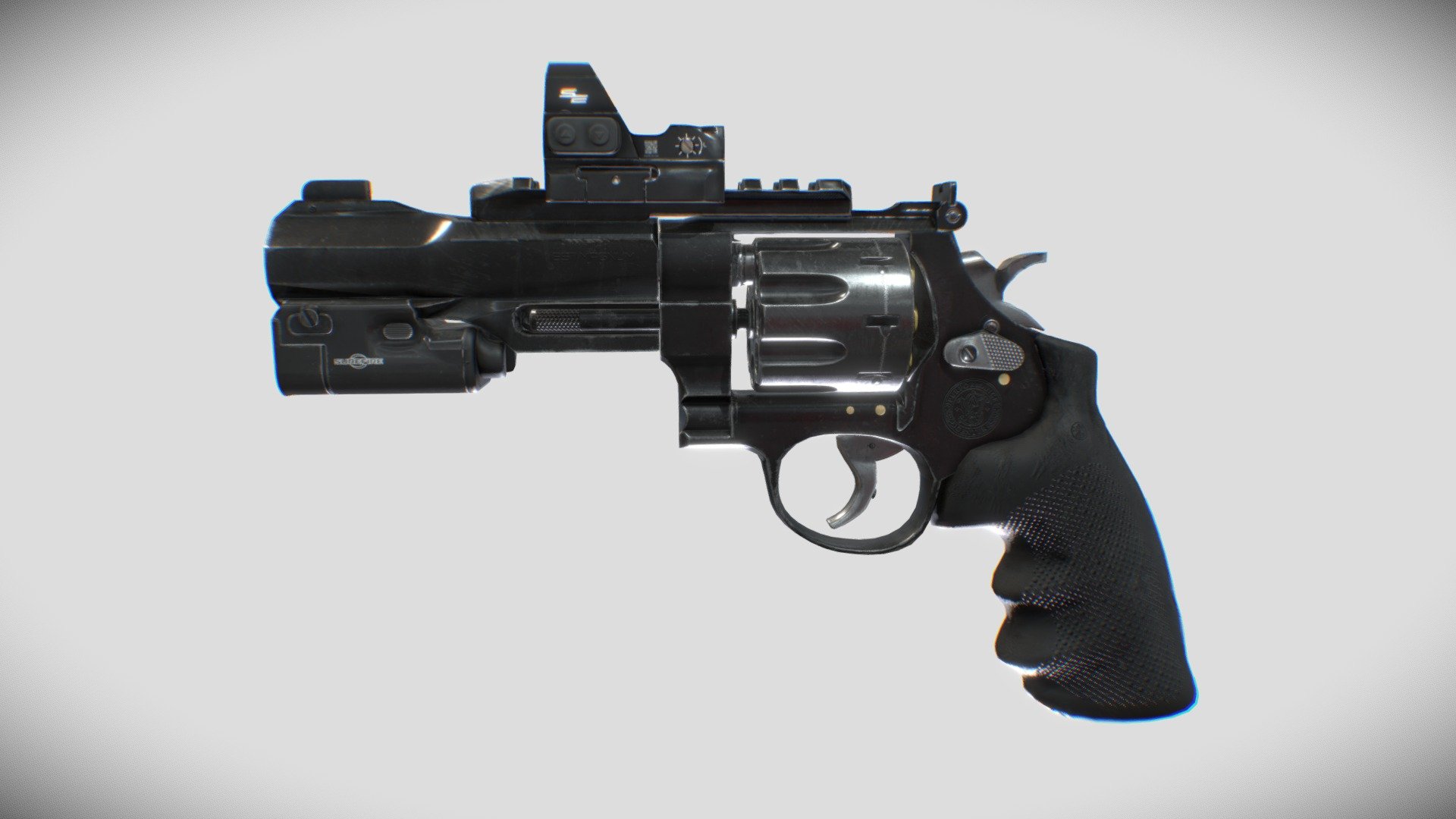 Black R8 Revolver with Attachments - Download Free 3D model by ...