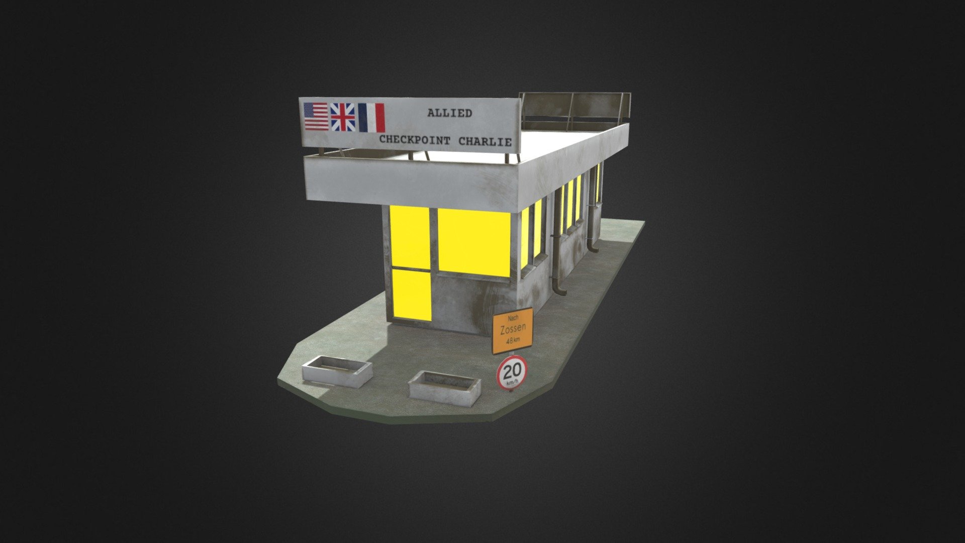 Checkpoint Charlie Berlin - Download Free 3D model by Outsofbounds ...