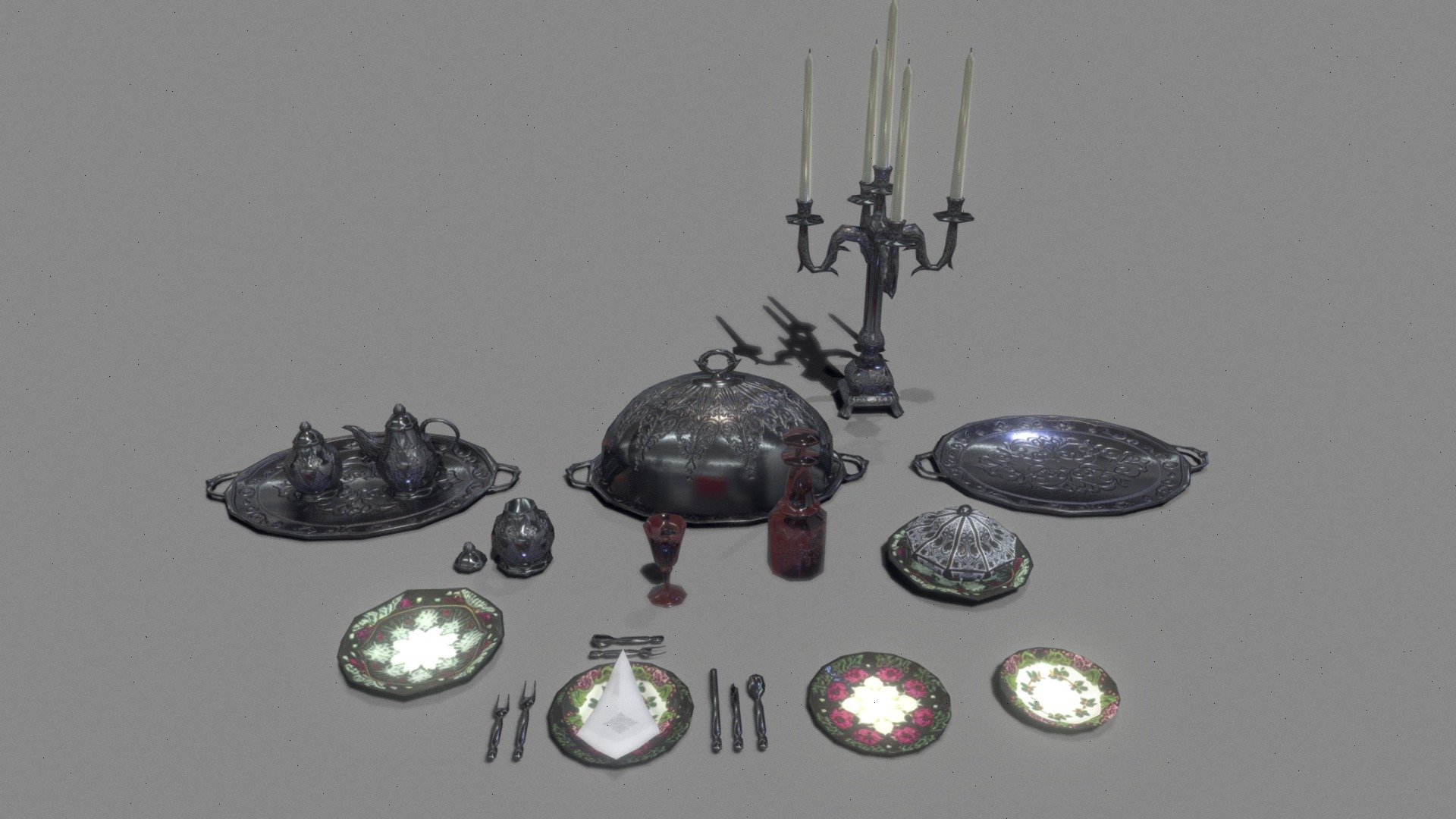 Lowpoly Victorian Silverware Buy Royalty Free 3d Model By N Malmberg