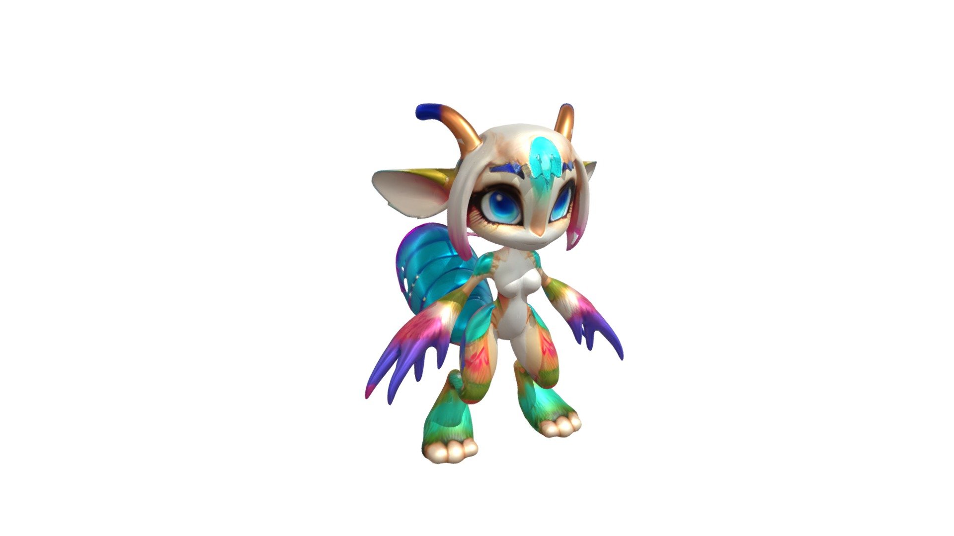 Cartoonish anthropomorphic creature with insect - 3D model by ...