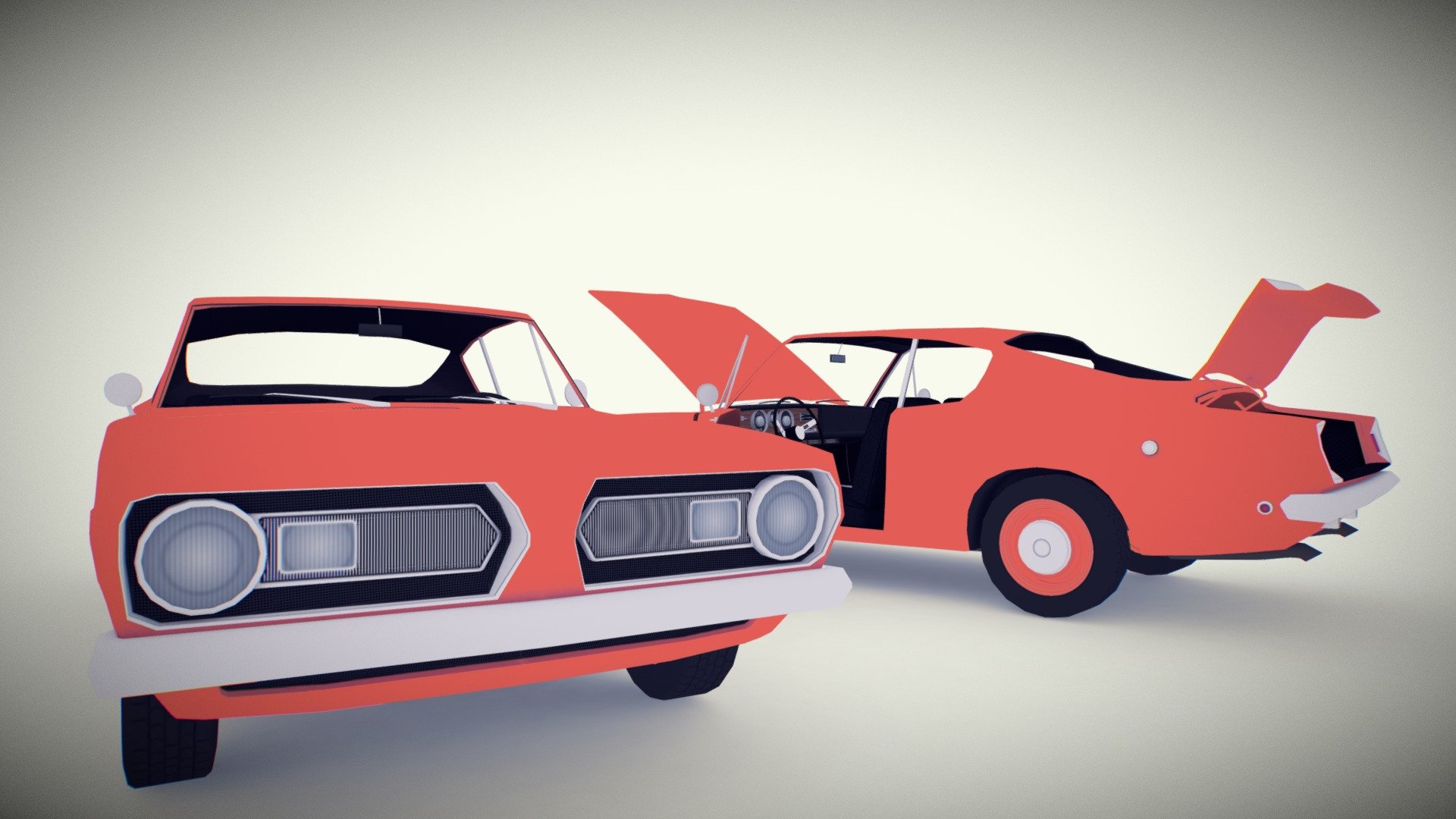 Flat Colored Muscle Car - Download Free 3D model by Azusa ...