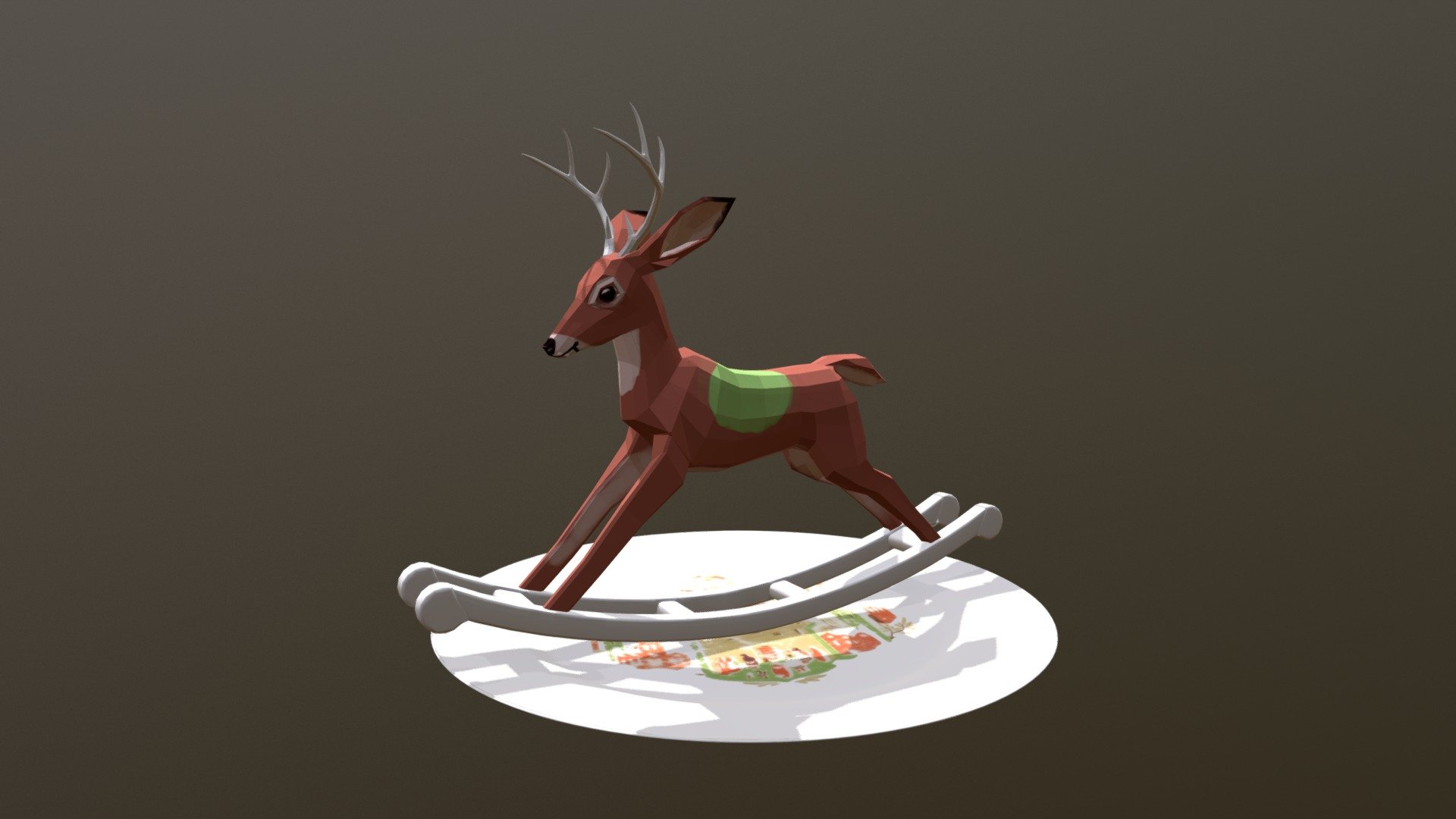 Rocking deer toy on a plate - 3D model by el-yeguero [5230b23] - Sketchfab