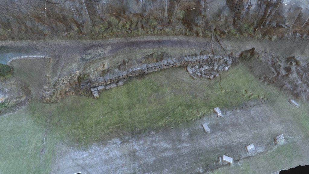 Limestone block wall with dry creek behind it - 3D model by Alex Elvis ...