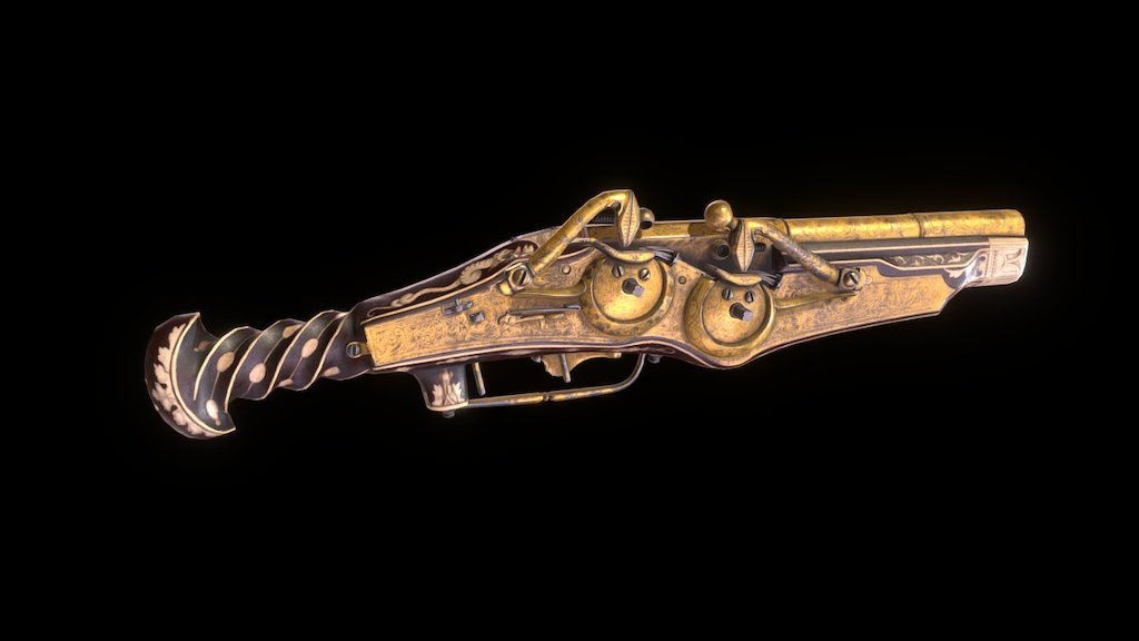 Double-barrel Wheellock pistol - 3D model by yurixion [523f636] - Sketchfab