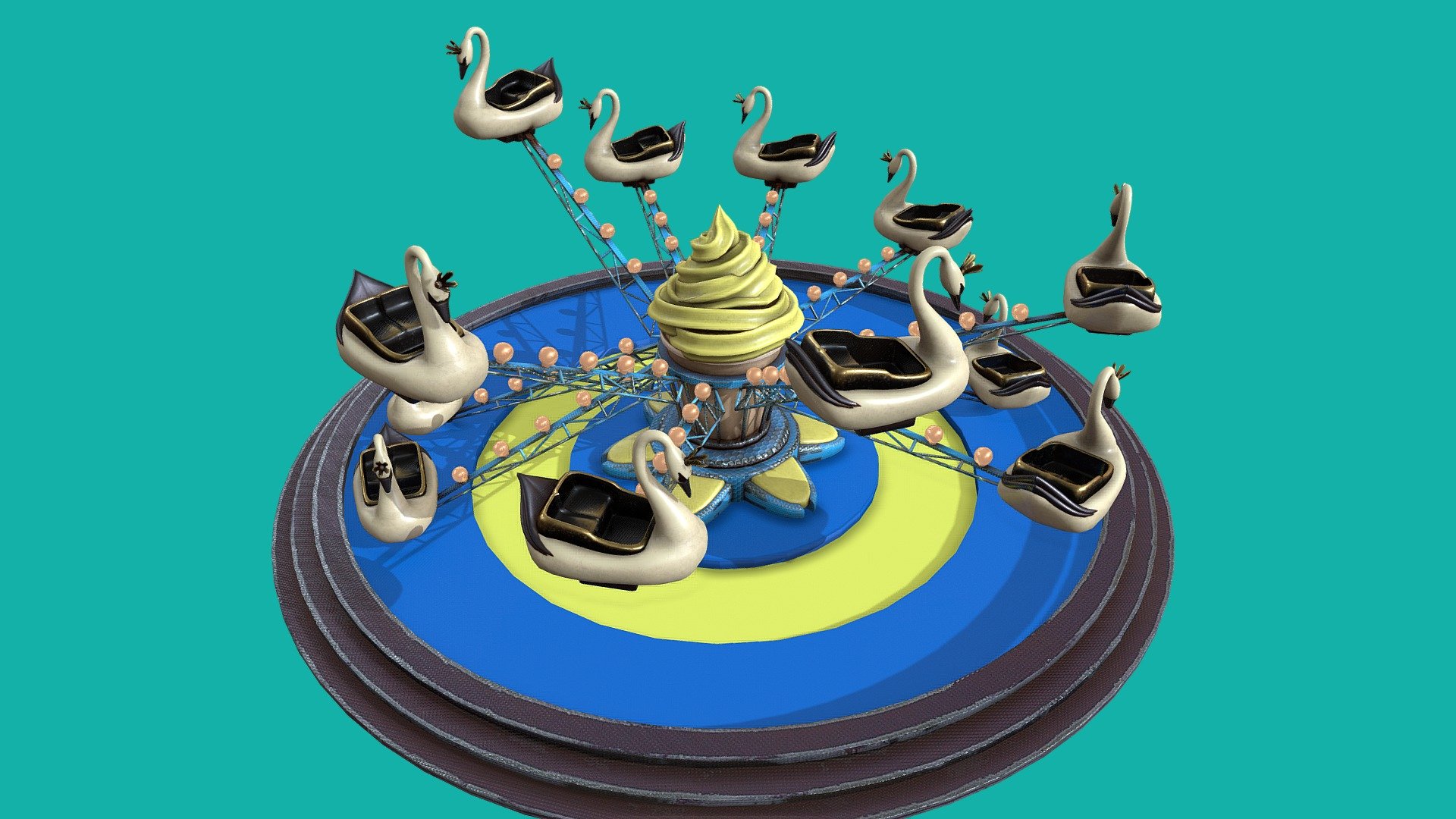 LunaPark - Swans - Roundabout - animated - Download Free 3D model by ...
