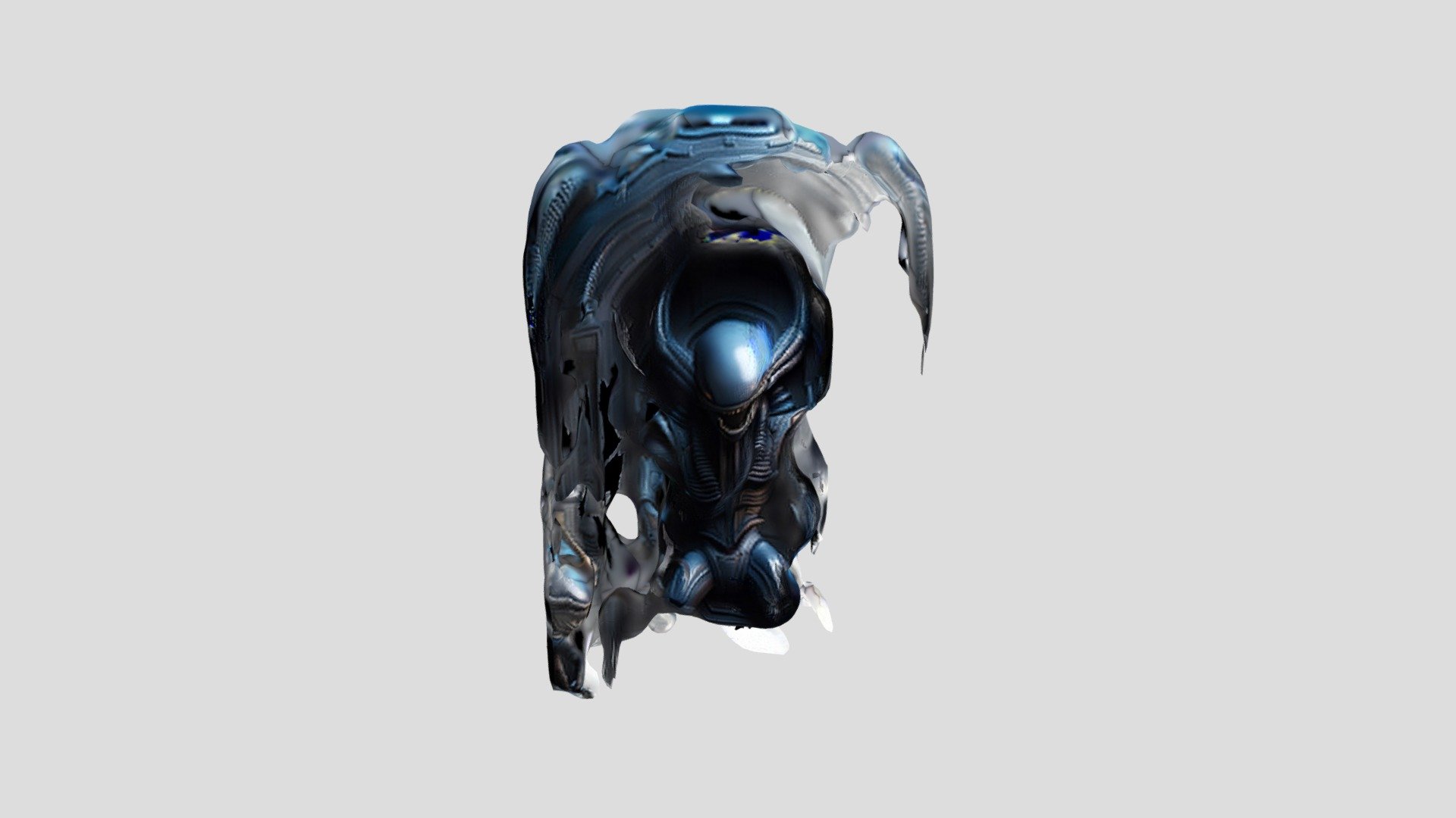 Alien figure sitting on a pedestal in a dark ro - Download Free 3D ...