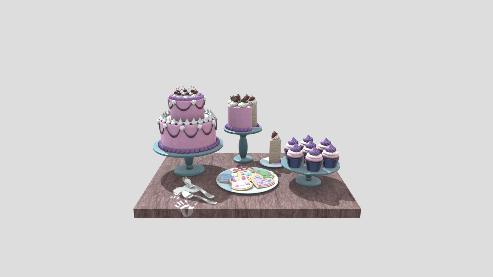Cake Table Render - 3D model by holleysketch [52599cf] - Sketchfab