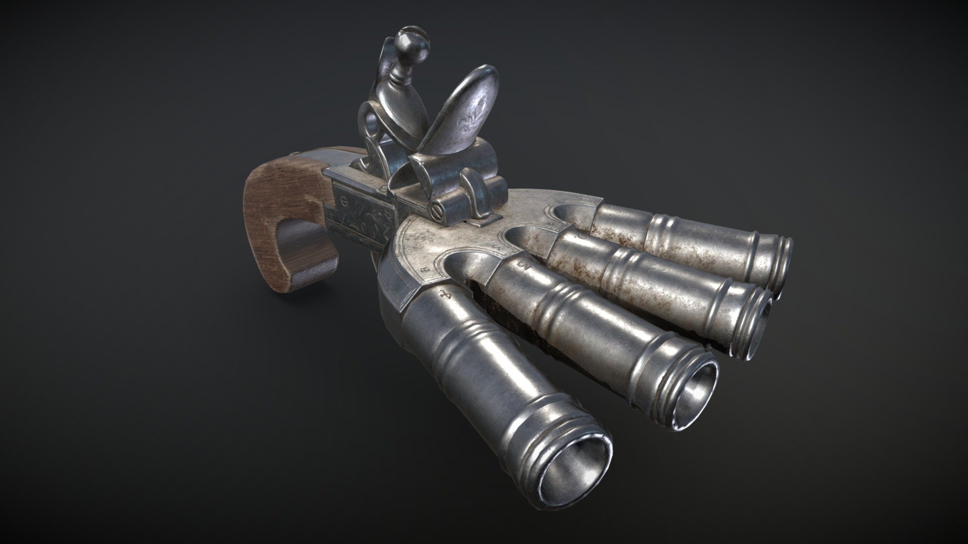 Box Lock 'Duck Foot' Flintlock Pistol - 3D model by Darian (@odieman ...