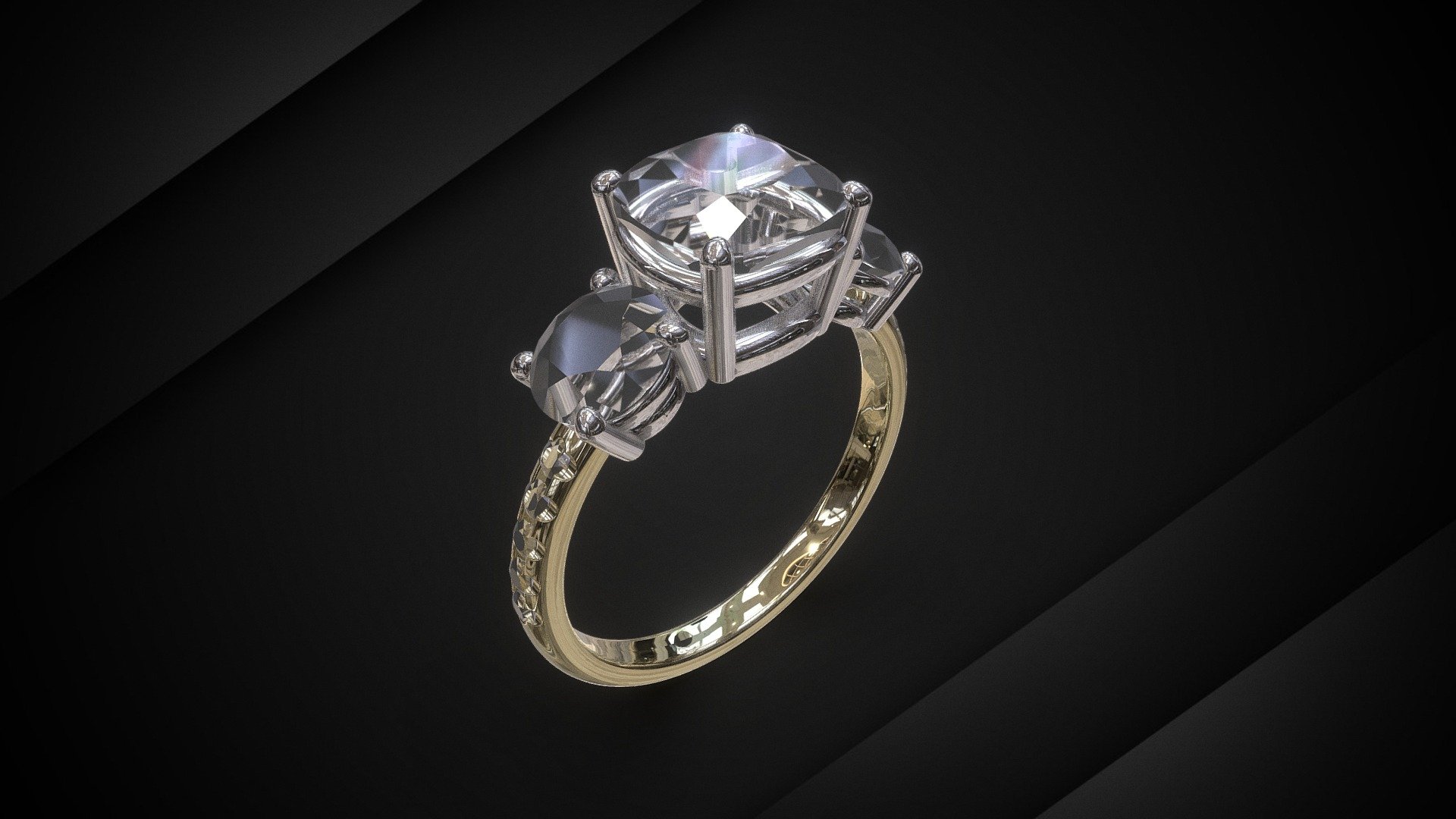 Tri-Stone Ring Design - 3D model by Luis Rocha (@TherochaDesigner ...