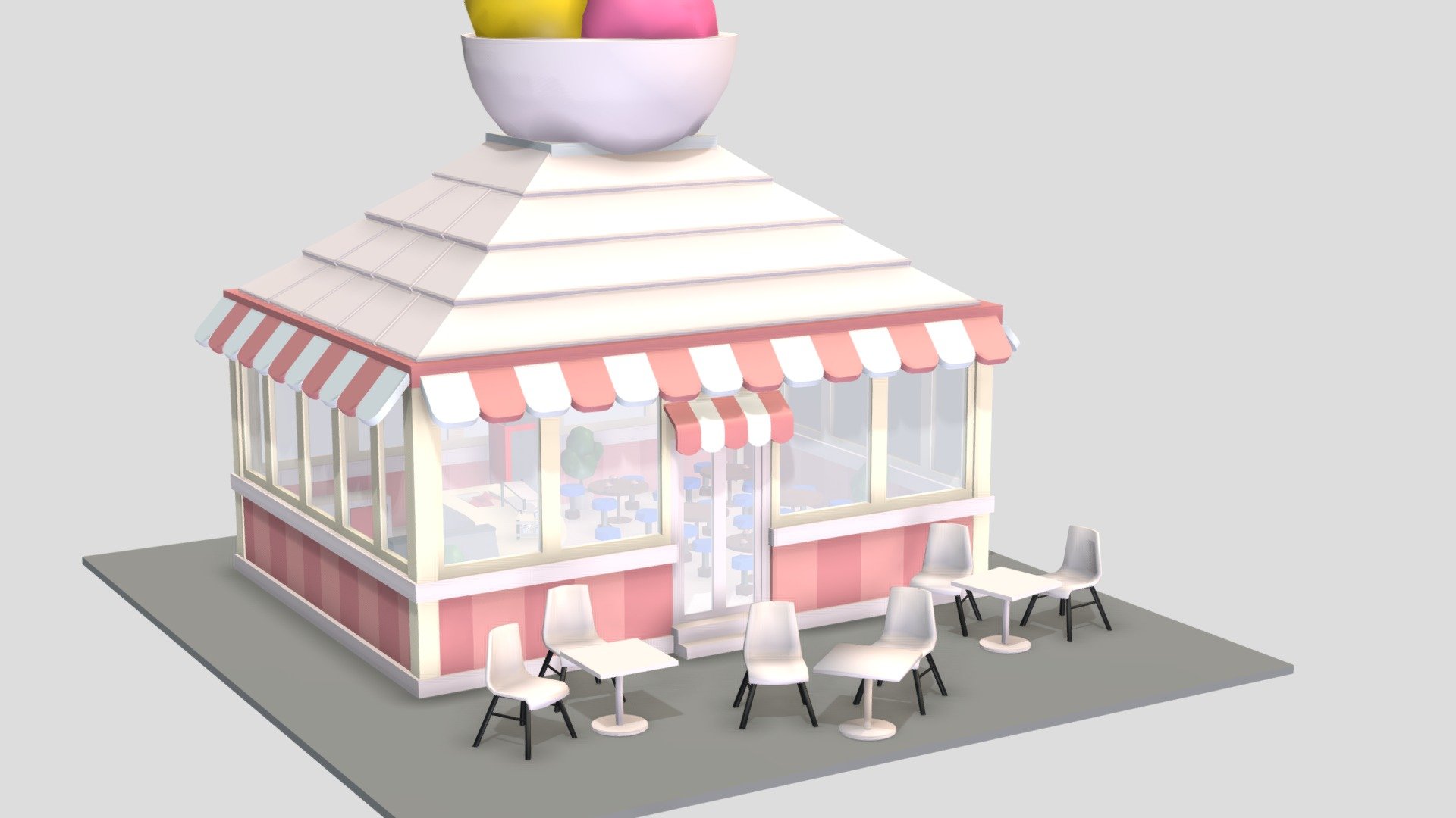 Sales Cute Ice Cream Shop Game Ready Asset - Buy Royalty Free 3D model ...