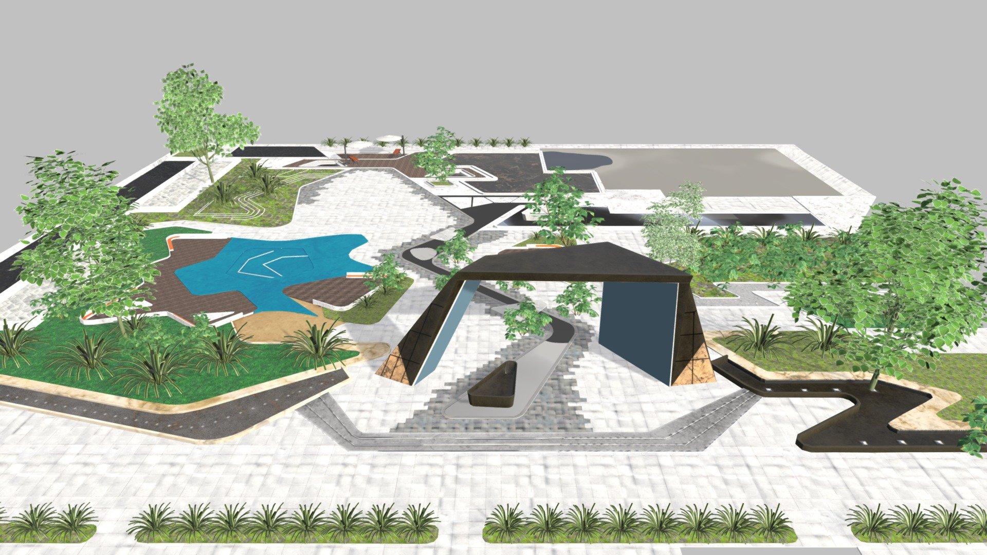 Modern Urban Park Environment - Buy Royalty Free 3D model by hkhalif ...