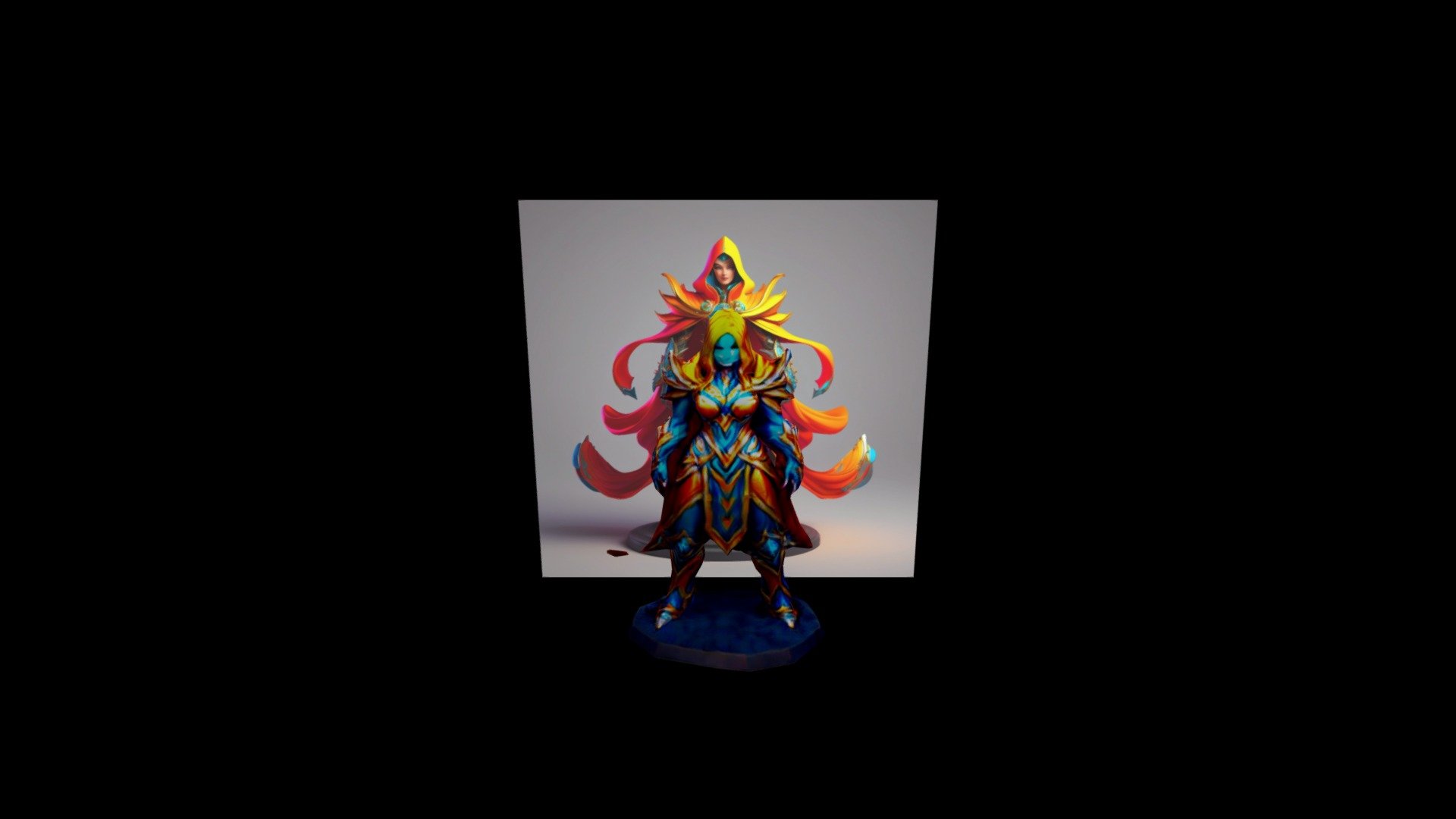 statue of a person wearing a red and blue garme - Download Free 3D ...