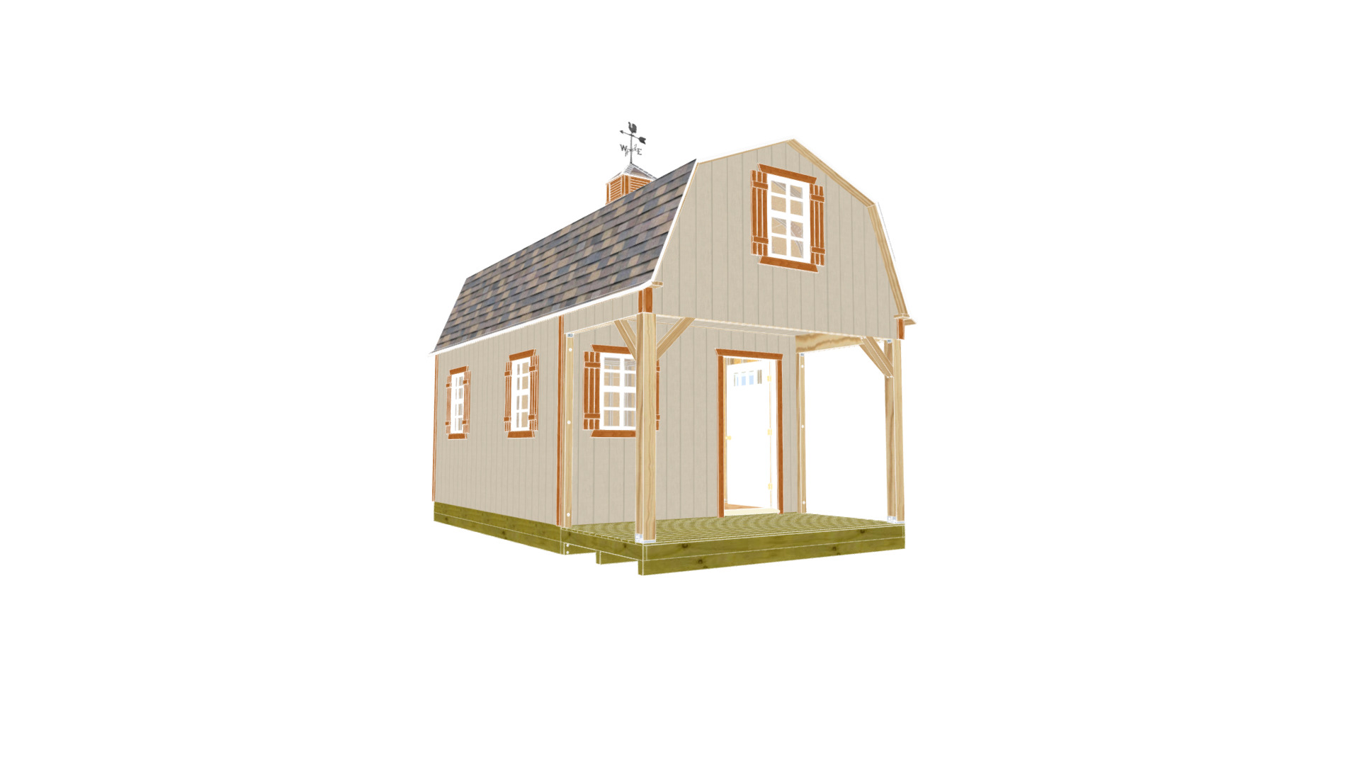 12x22 Barn w/ Front Porch - 3D model by shedking.net (@shedking ...