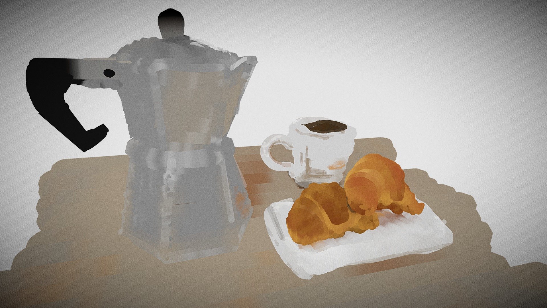 Coffee and Croissants - Download Free 3D model by Alexander Prokopchuk ...