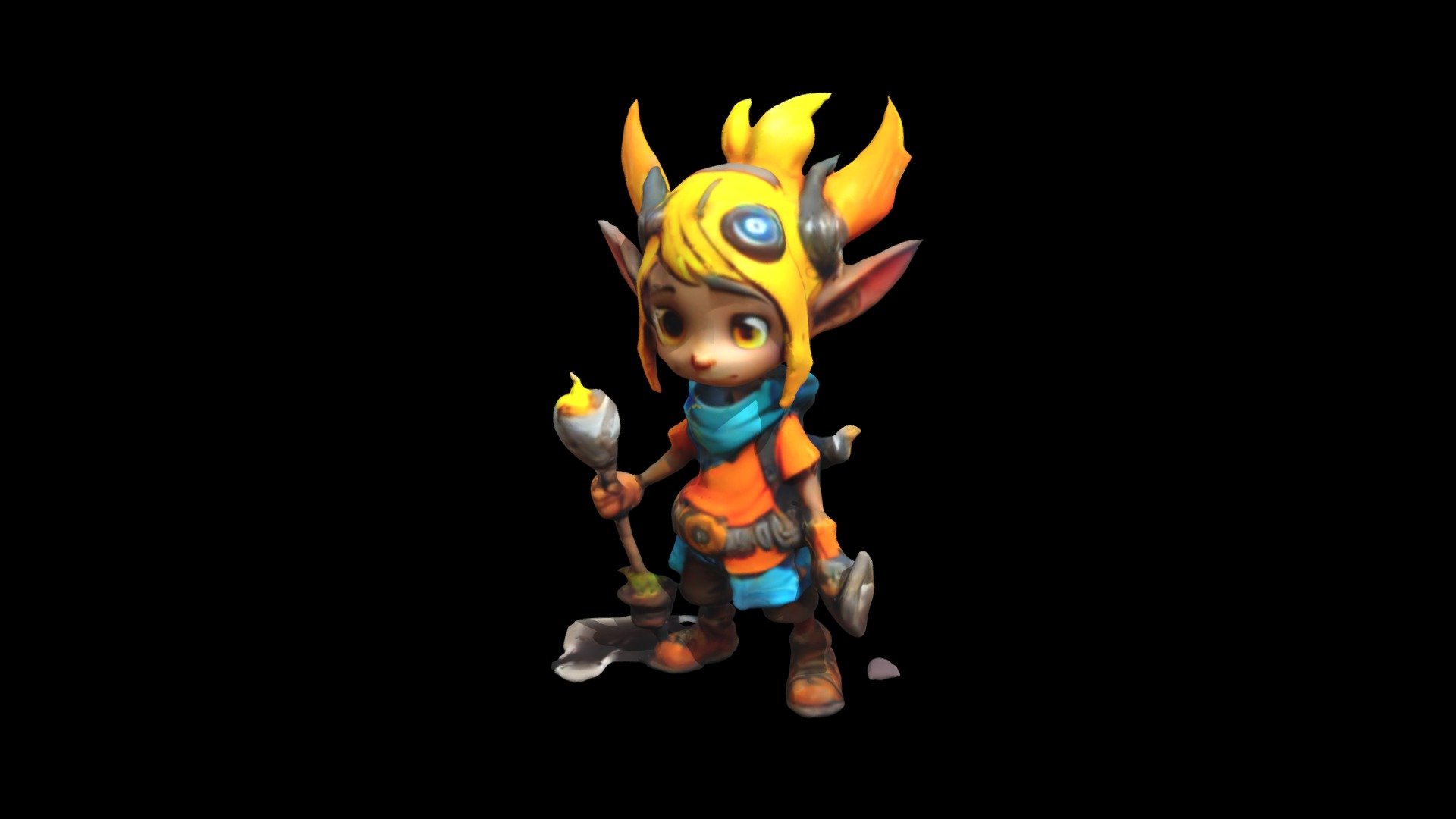 a cartoon character with a torch and a backpa - Download Free 3D model ...