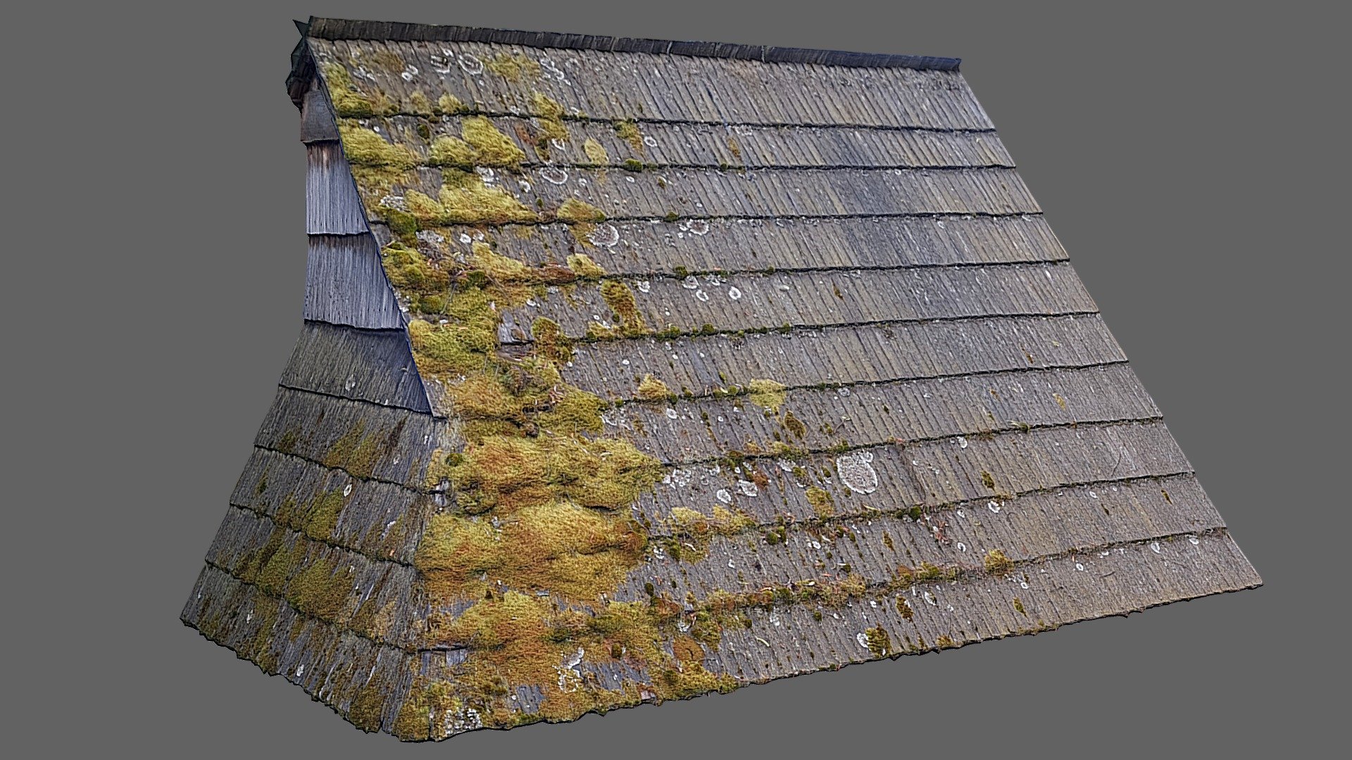 decayed wooden shingle roof with moss - Buy Royalty Free 3D model by ...