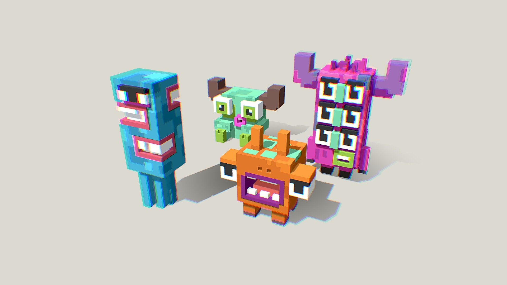 Colorfull Monsters + Voxel File - Buy Royalty Free 3D model by William Santacruz ...