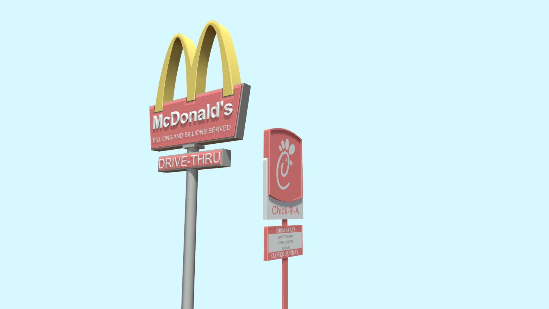 Fast Food Signs McDonald's and Chick-fil-A - Download Free 3D model by ...