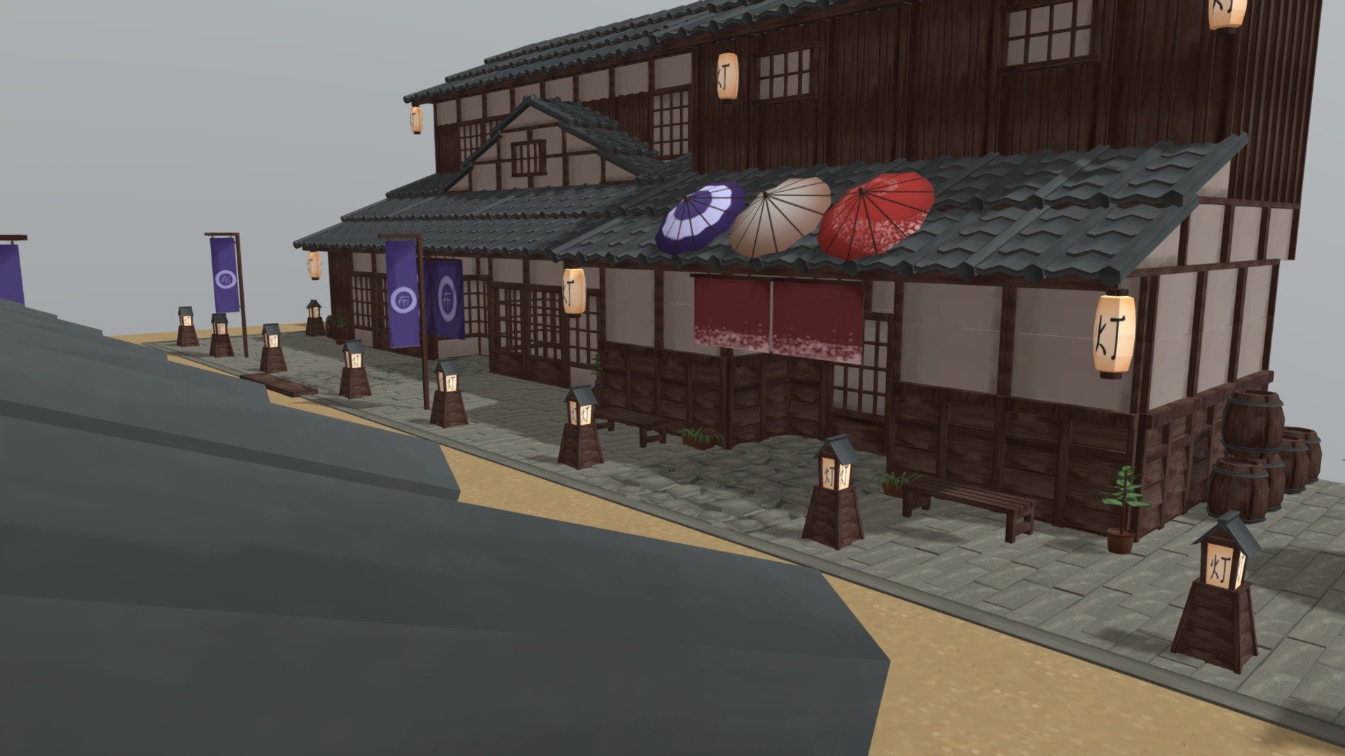 Isometric Japanese inspired street - 3D model by Rockhopp [530d844 ...