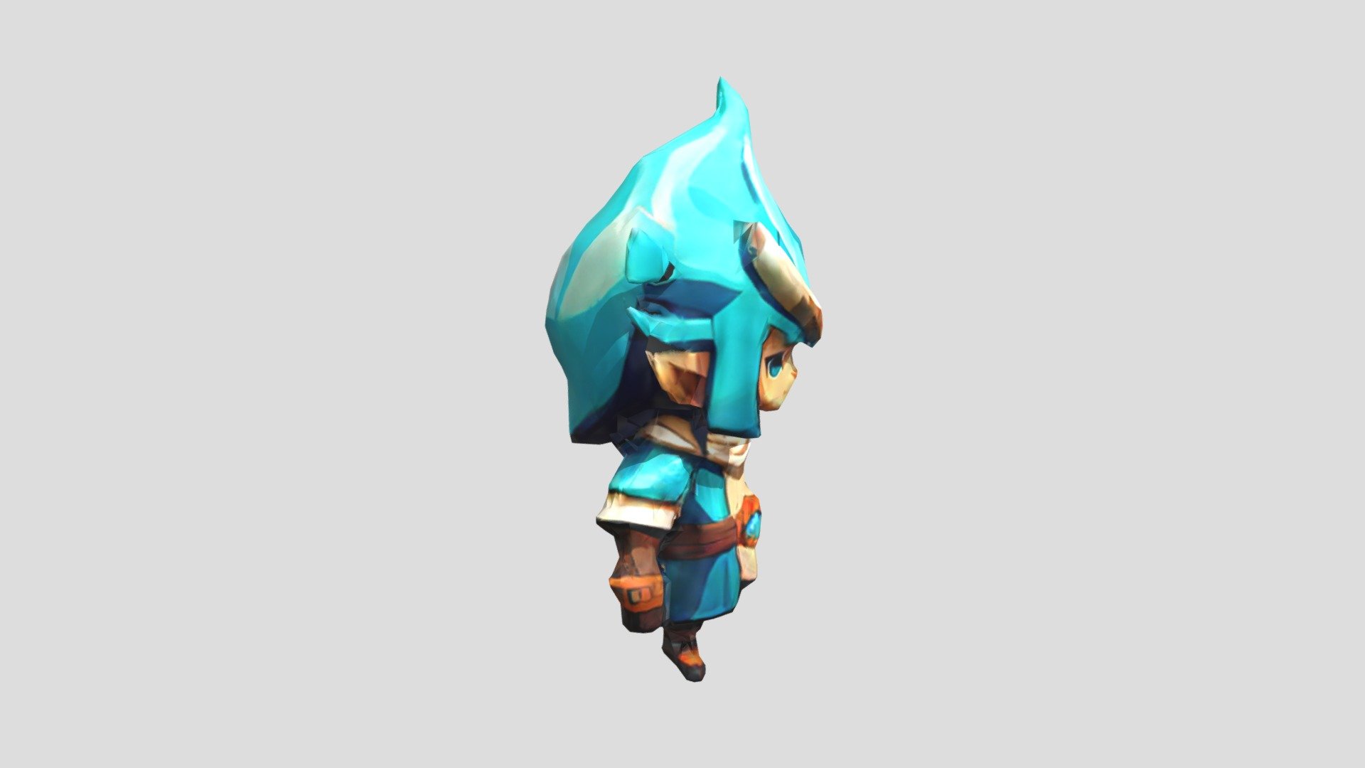 A chibi style character of a blue elf wearing a - Download Free 3D ...