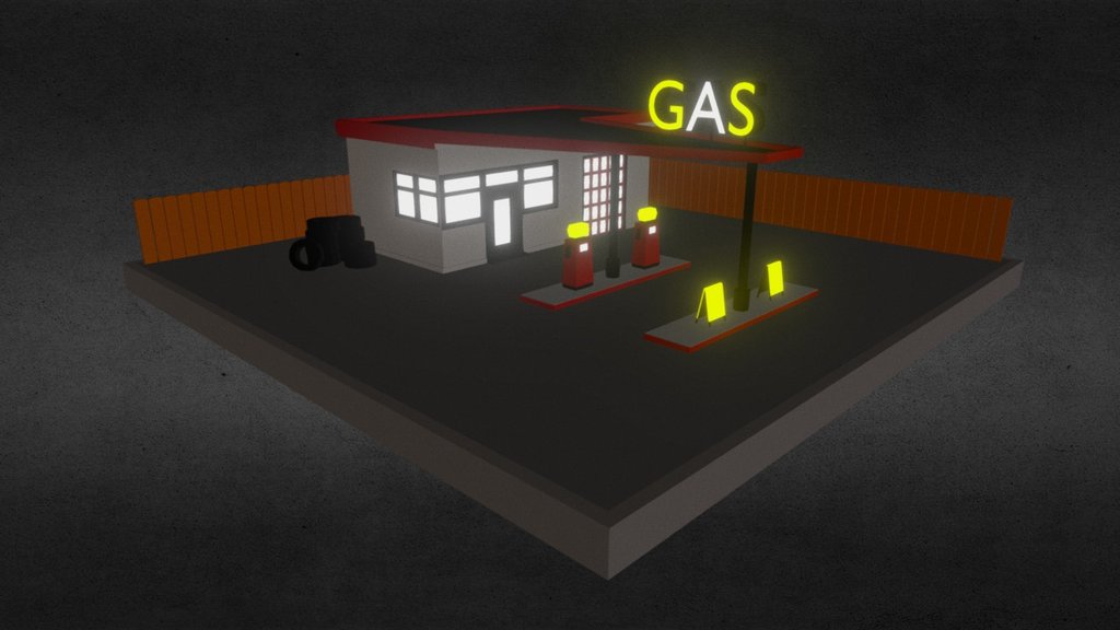 Low Poly Gas Station - 3D model by rustbucket [5312eff] - Sketchfab