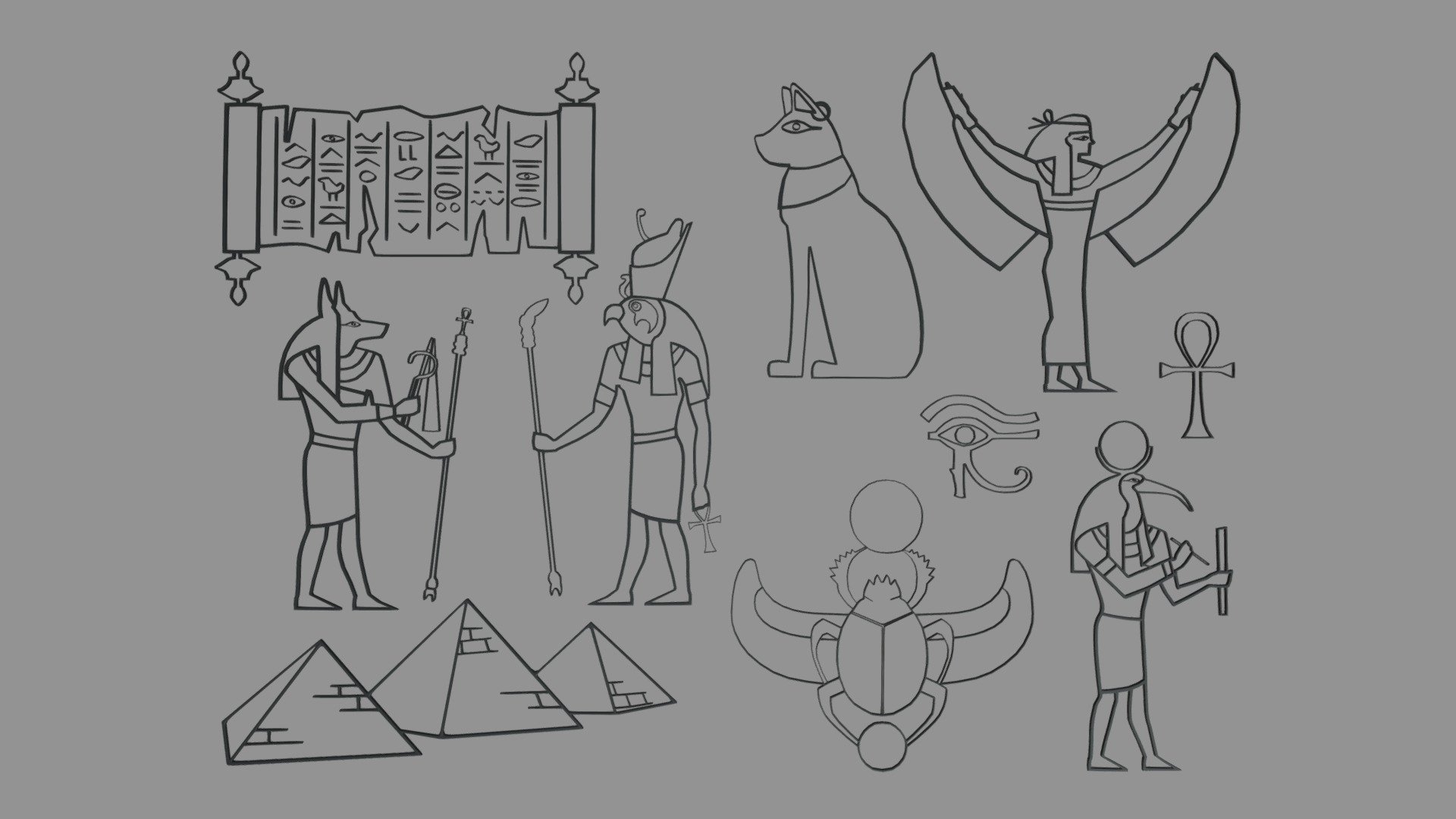 Egyptian Silhouettes Pack - Buy Royalty Free 3D model by ViperJr3D ...