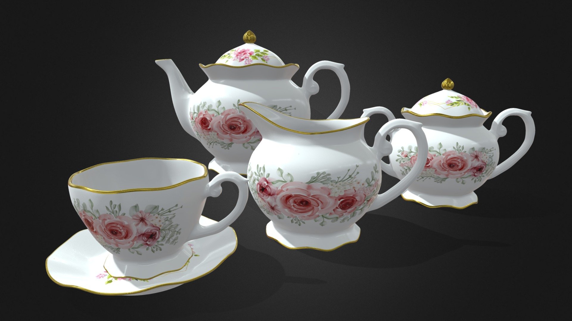 Tea set - 3D model by Lucas.Kalk [532b21f] - Sketchfab