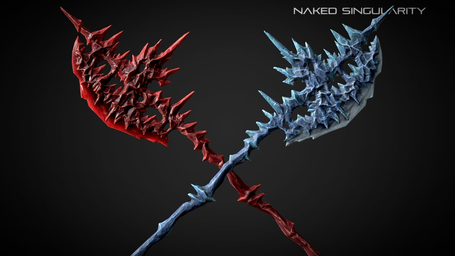 Frozen halberd | Medieval dark fantasy halberd - Buy Royalty Free 3D ...