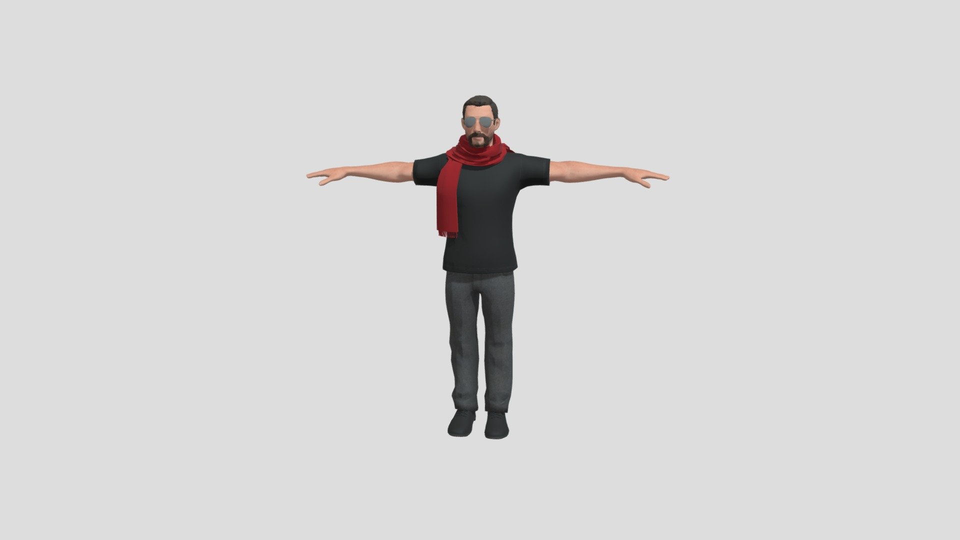 Man Character With Muffler, Glasses ,Moustache - 3D model by Abdal ...