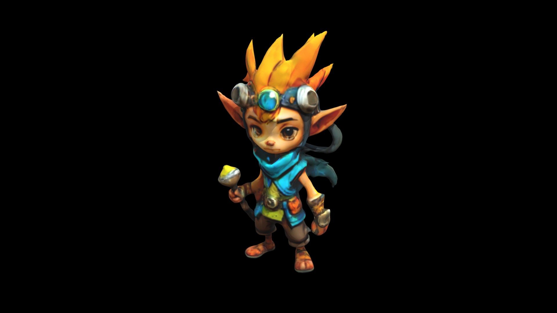 a cartoon character with a torch and goggles - Download Free 3D model ...