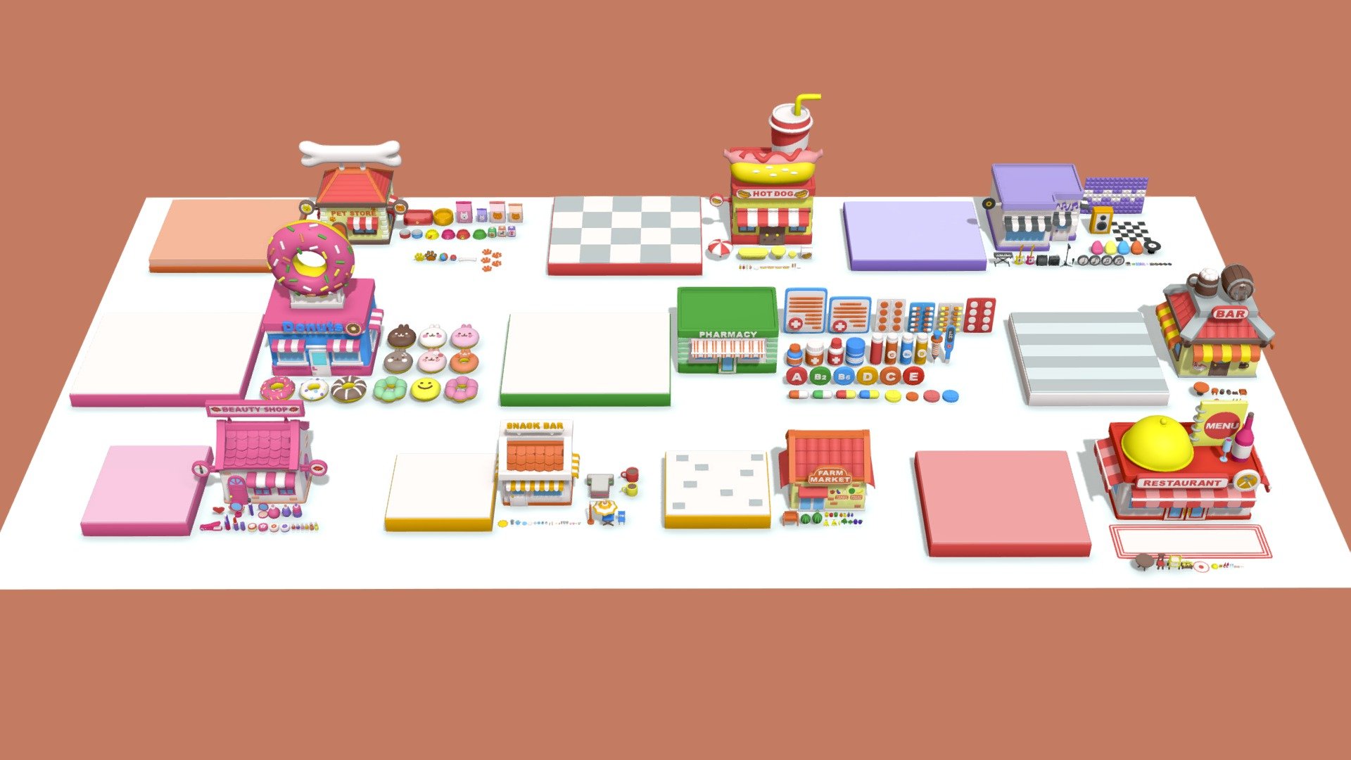 Exteriors Cartoon Stores / Eateries Islands 2 - 3D model by Mnostva ...