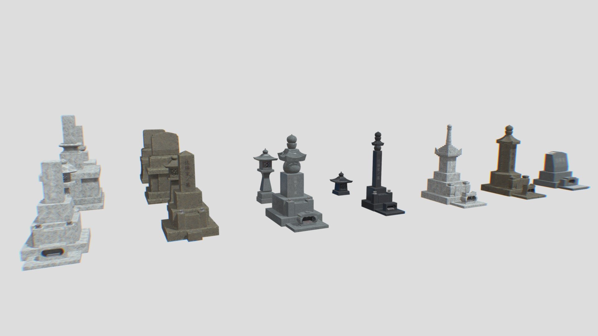 Japanese Graves preview 1 - 3D model by bunnopen [53682f3] - Sketchfab