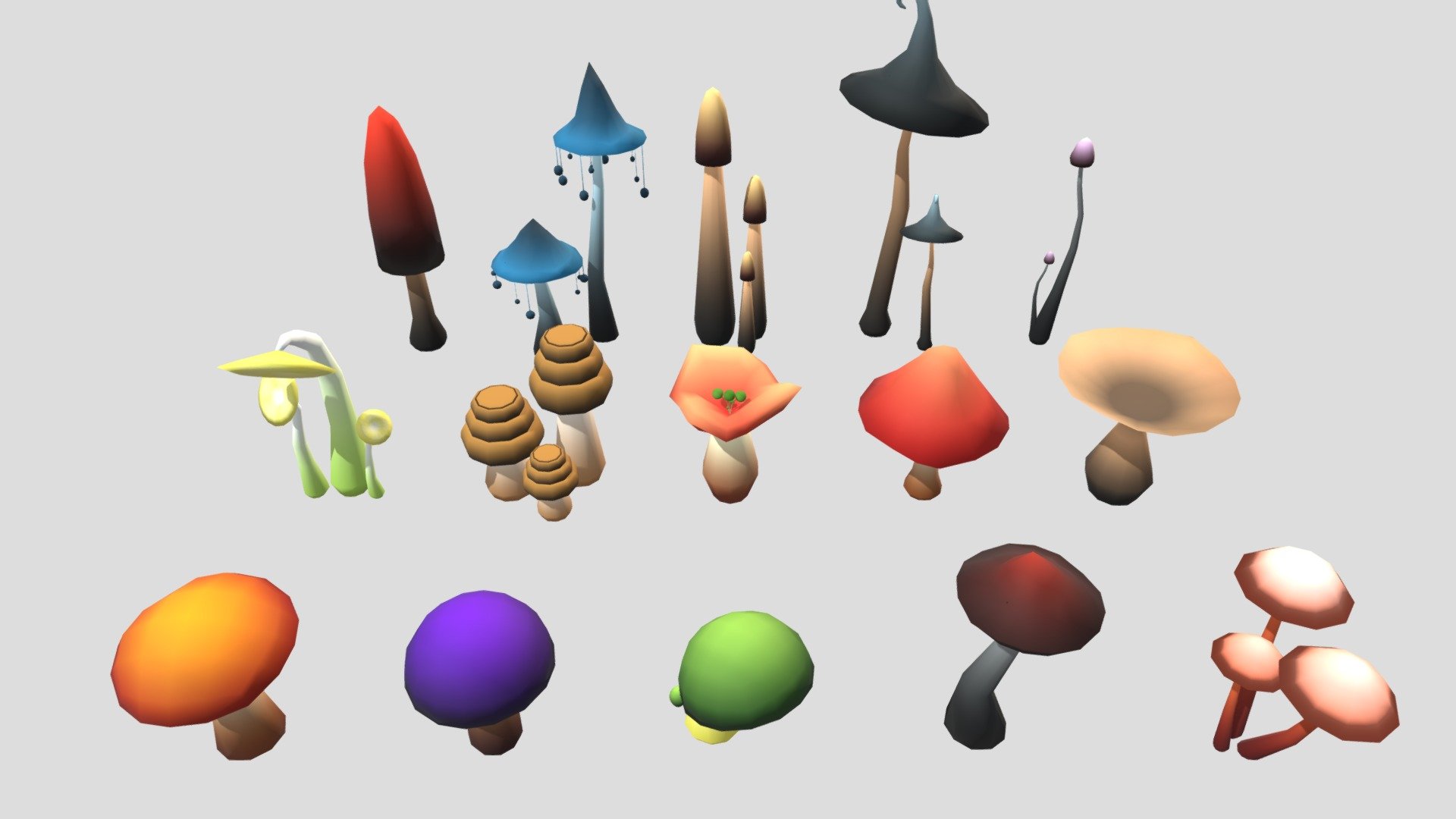 Low poly mushrooms set - Download Free 3D model by ClydeXYZ [53755c7 ...