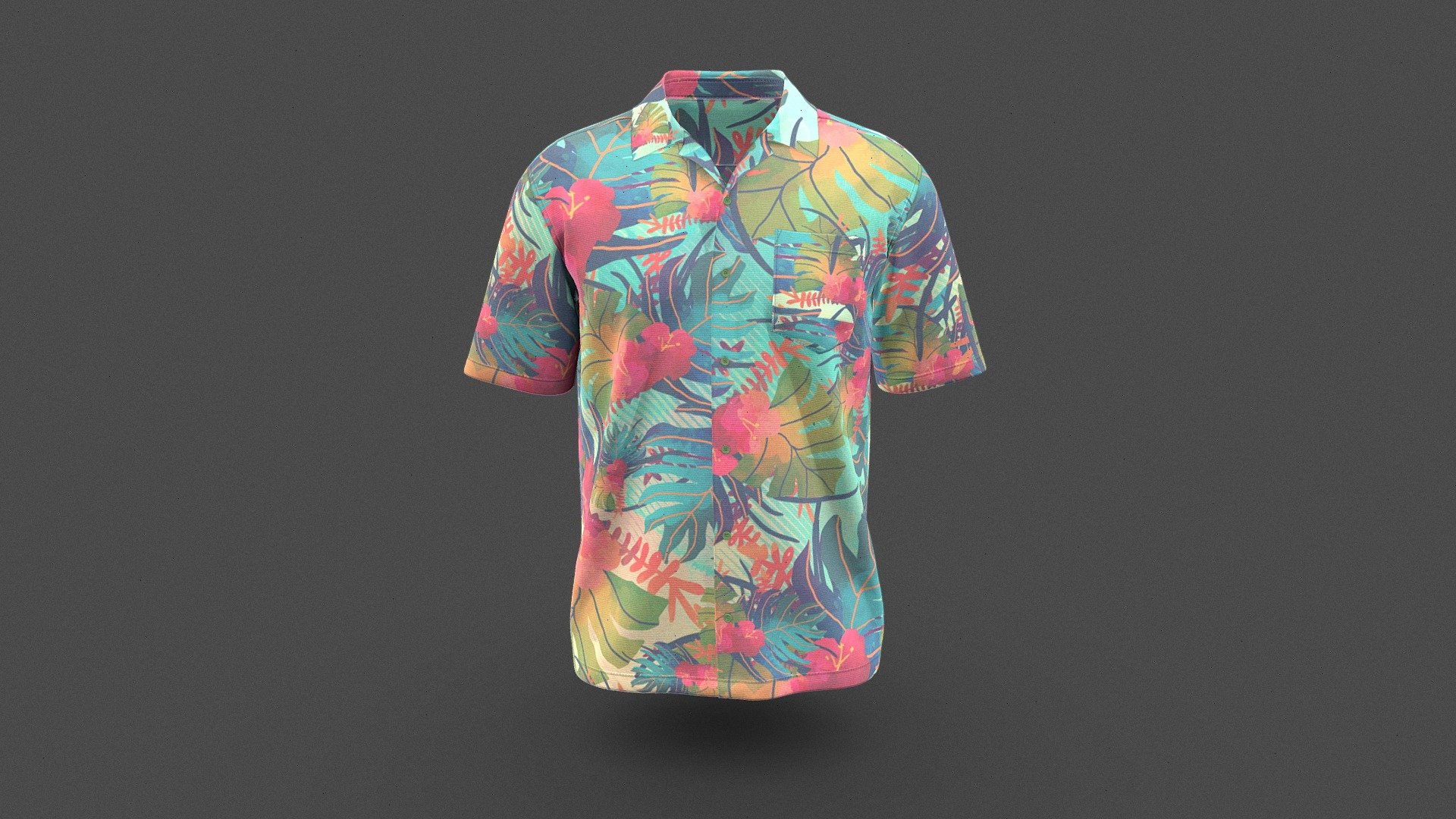 Men Hawaiian AOP Apparel Shirt - Buy Royalty Free 3D model by ...