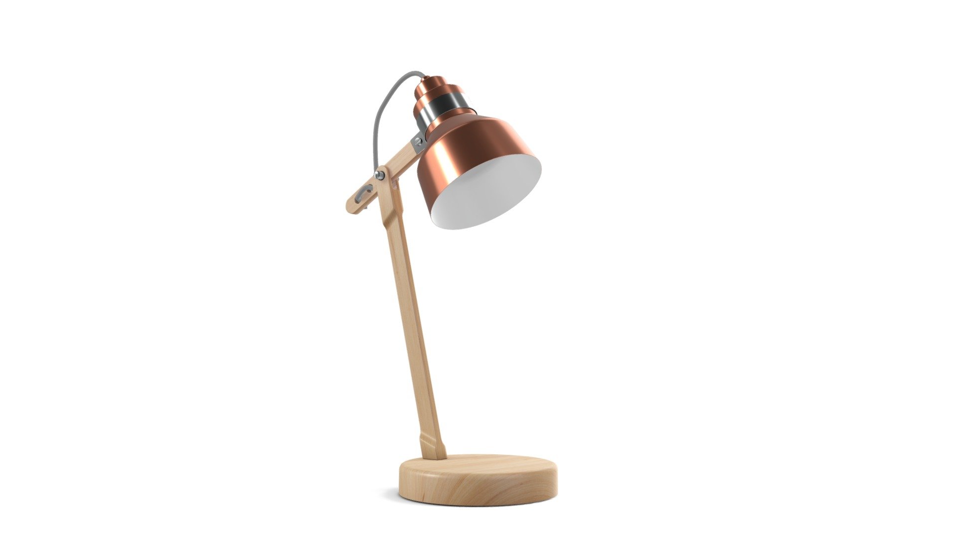 Brett Table Lamp, Wood and Brushed Copper - Download Free 3D model by ...