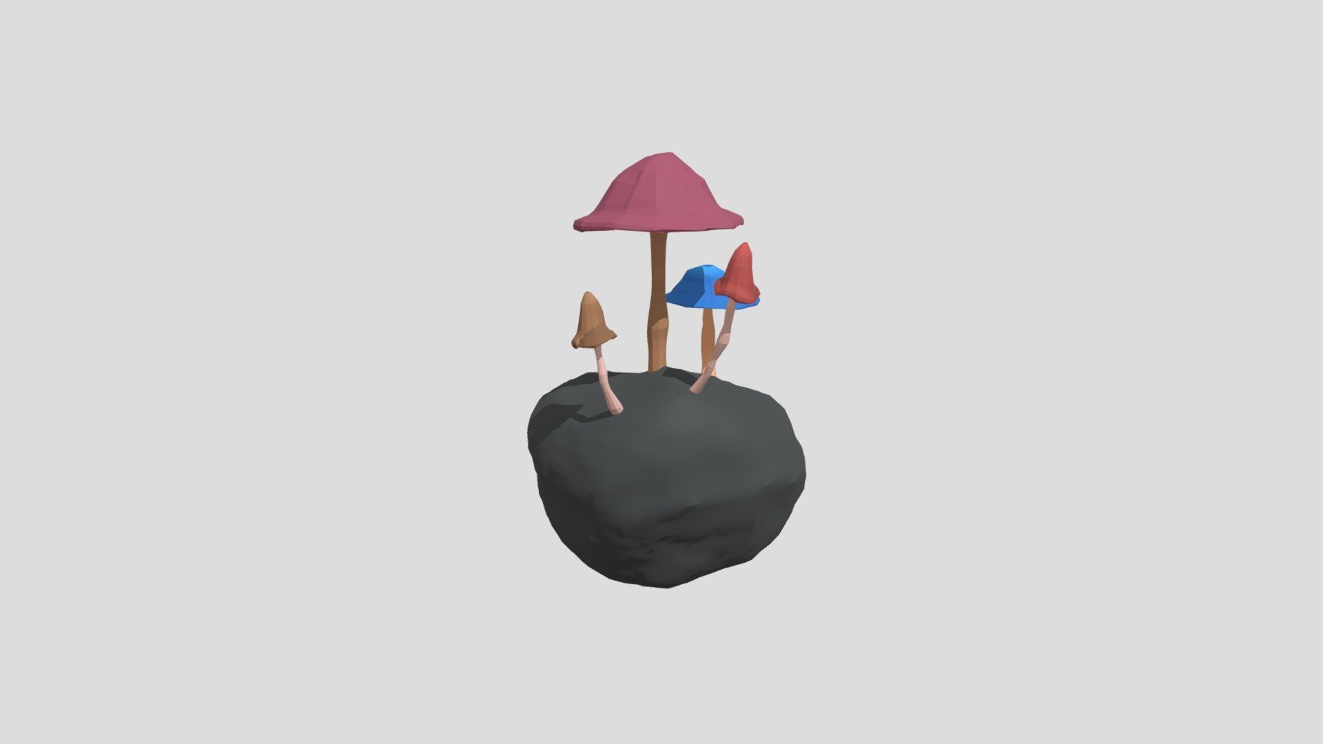 Some Wacky Mushrooms Resting on a Rock - Download Free 3D model by ...