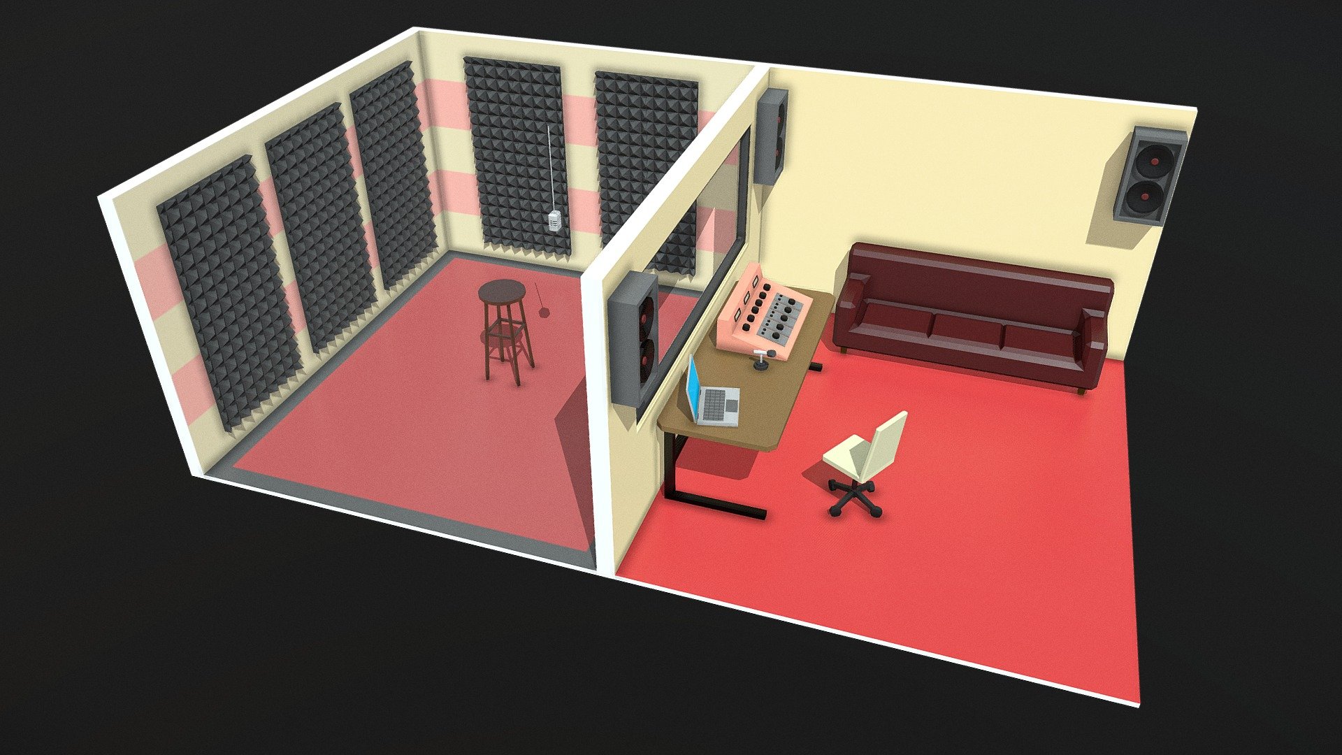 Low Poly Small Recording Studio - Buy Royalty Free 3D model by ...