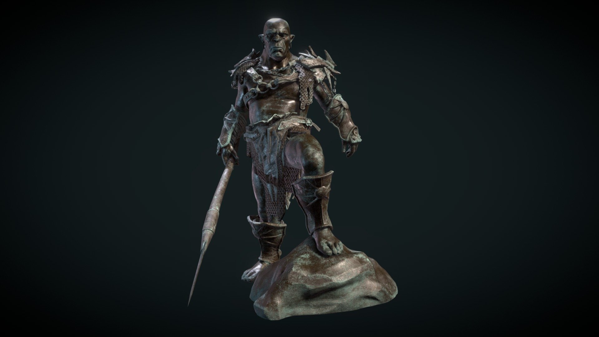 Battle worn Orc Statue - 3D model by Fred Pashe (@fredpashe) [53c5ff7 ...