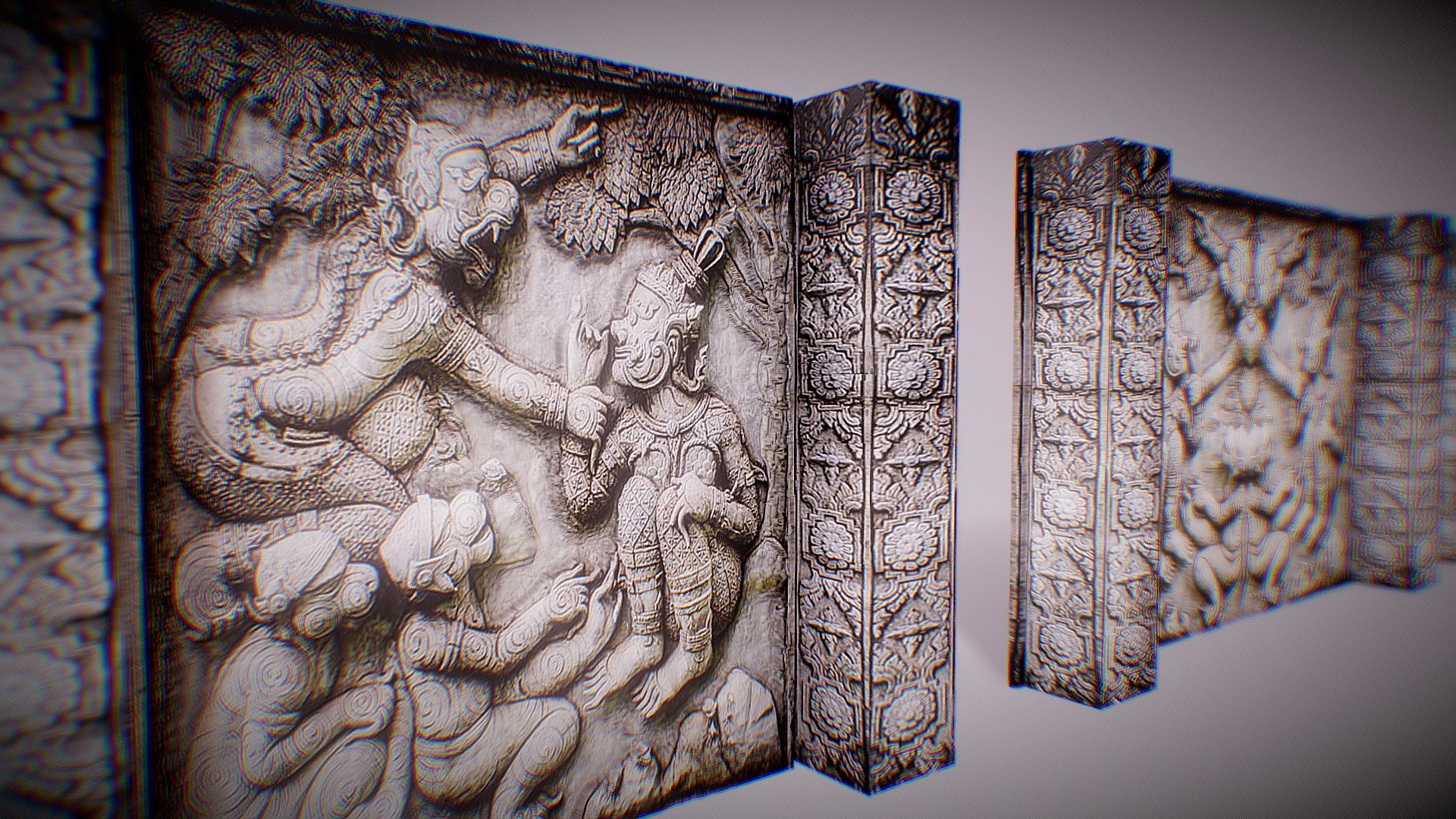 Modular Temple Walls Combined Example Sri Lankan - Buy Royalty Free 3D ...
