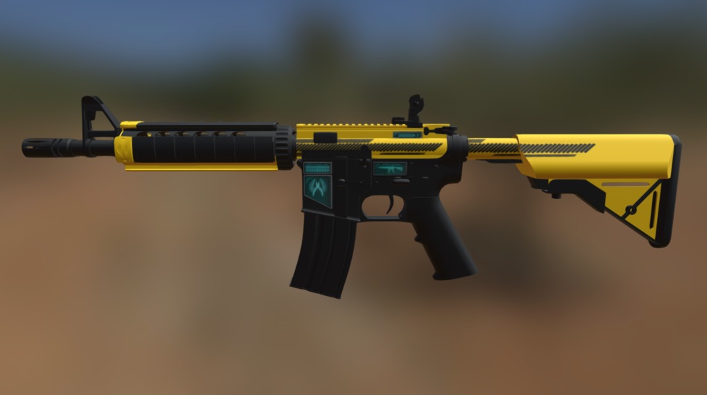 M4A4 Cyber yellow - 3D model by fenixes [53e441c] - Sketchfab