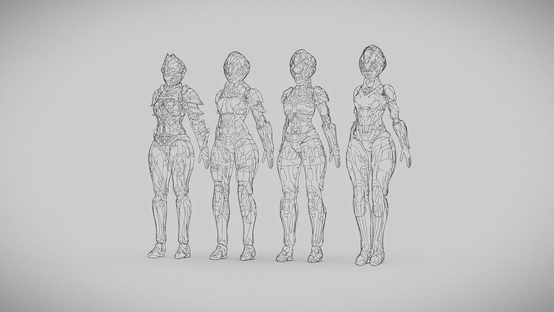 Neon Armor Suit Mecha Sketch - Download Free 3D model by ChamberSu1996 ...