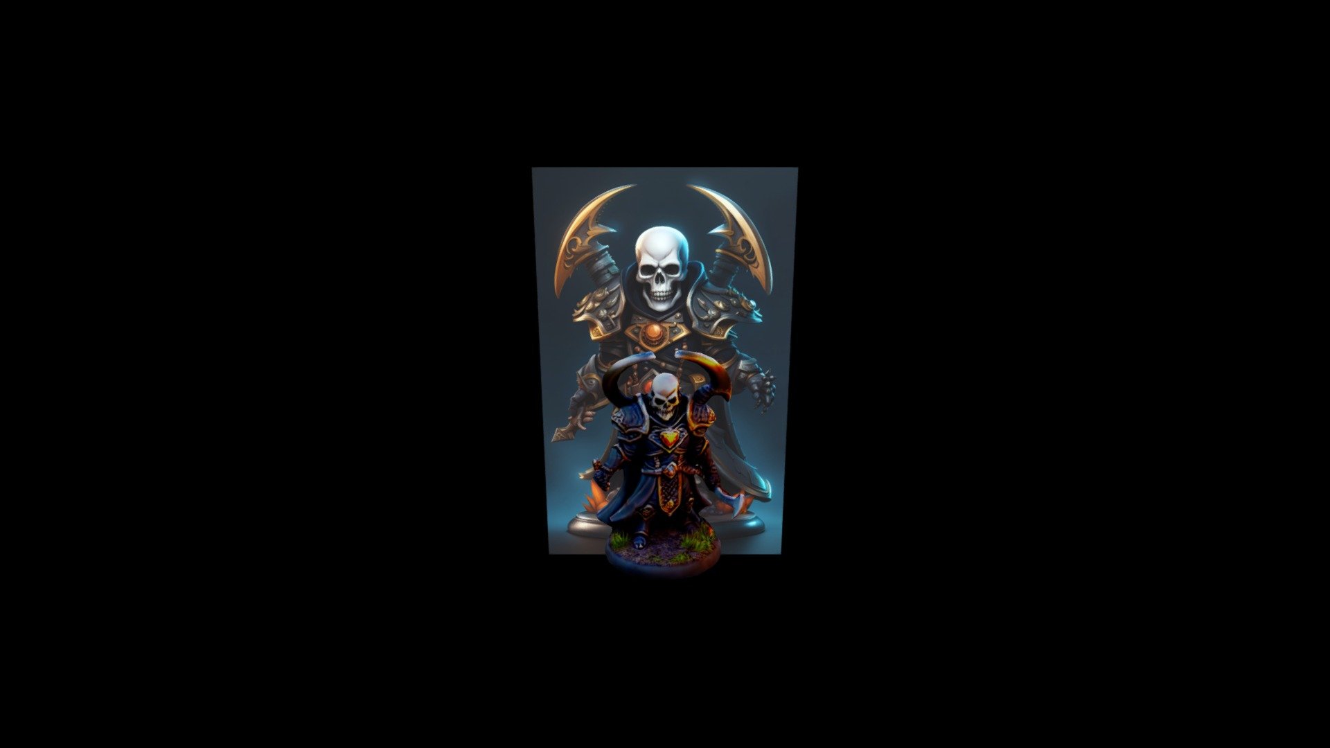 "Skull Knight in Black Armor with Two Axes" A - Download Free 3D model ...