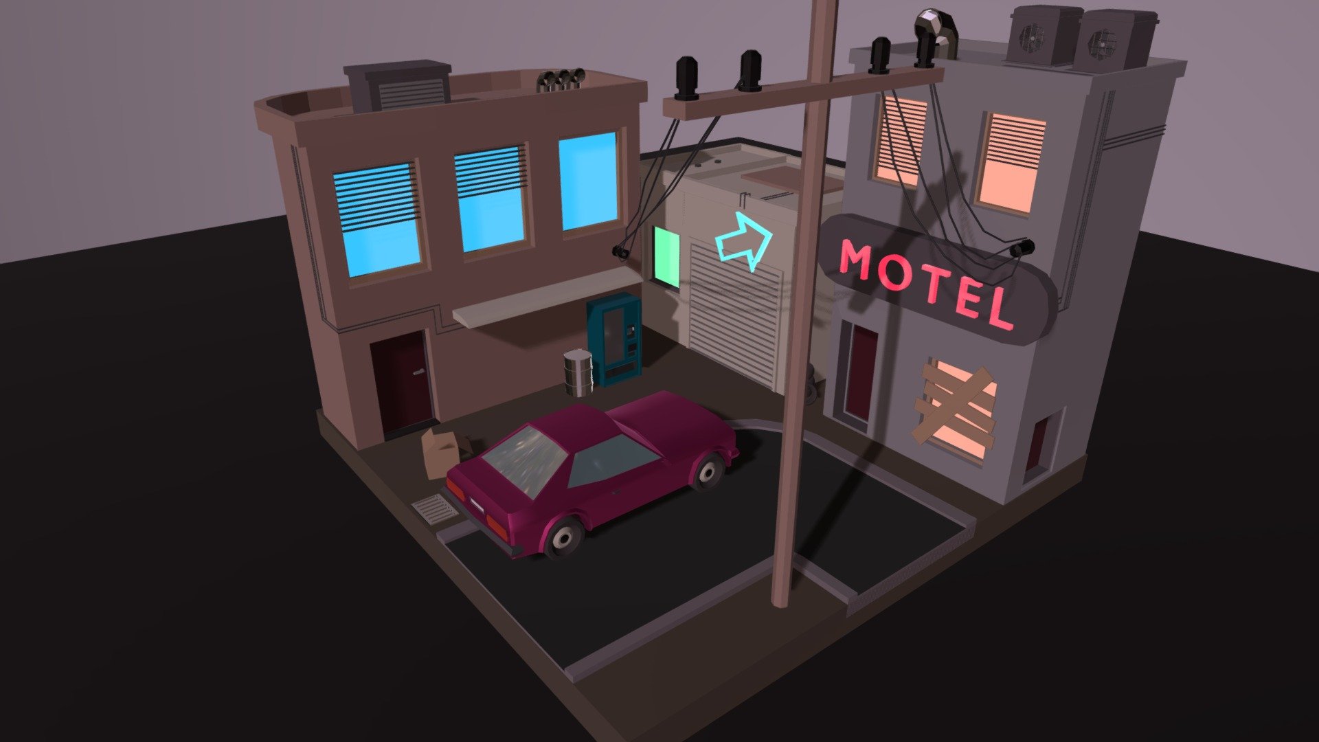 Isometric Neon City Low Poly - 3D model by jexcreates [542a0ee] - Sketchfab