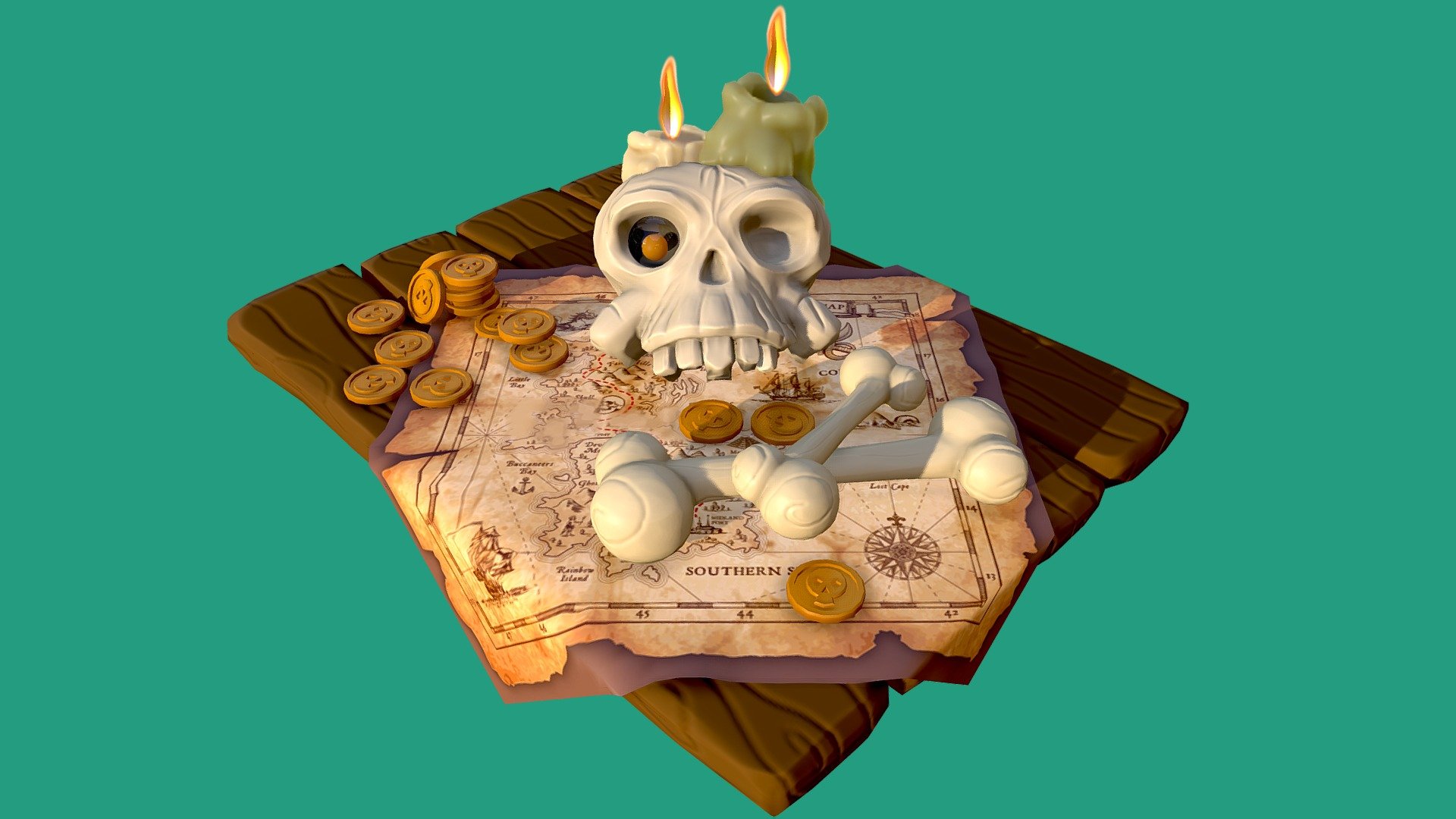 Pirate Treasure Map Download Free 3D Model By Vetech82 542d002 